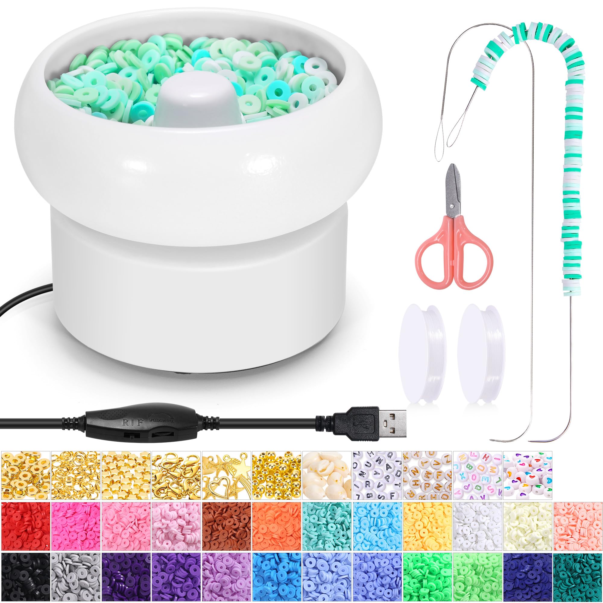 Amazon.com: Karsspor Electric Clay Bead Spinner with 5120 PCS Clay ...