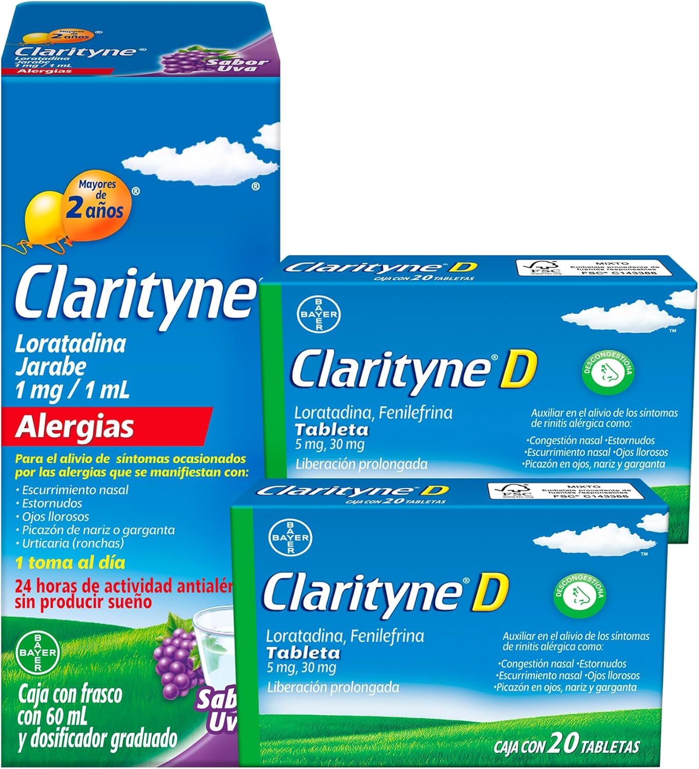 Clarityne D 20 Tabletas Antihistaminico Descongestivo 2 pack más ...