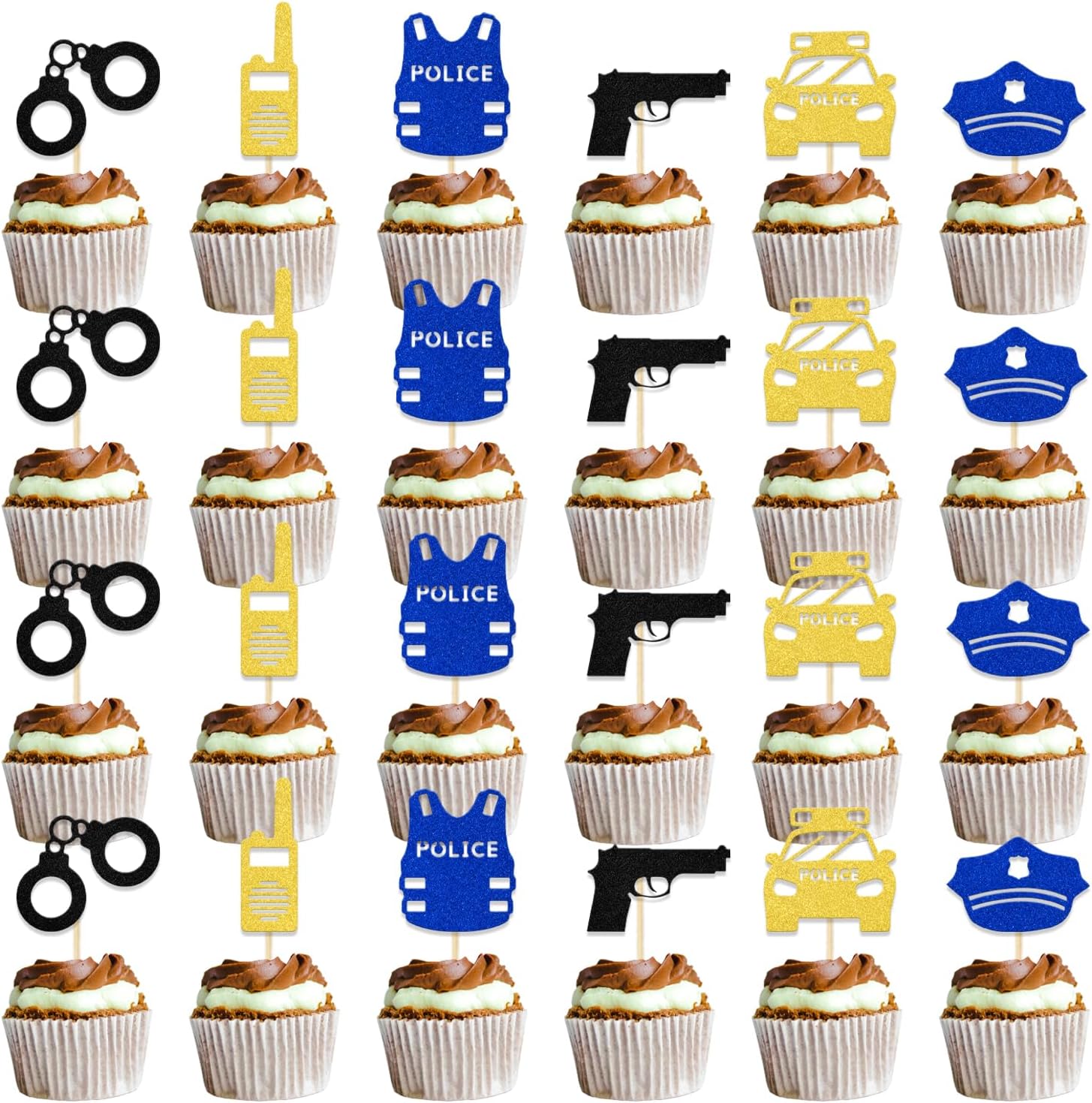 Amazon.com: 24Pcs Police Retirement Cupcake Topper, Police Officer ...