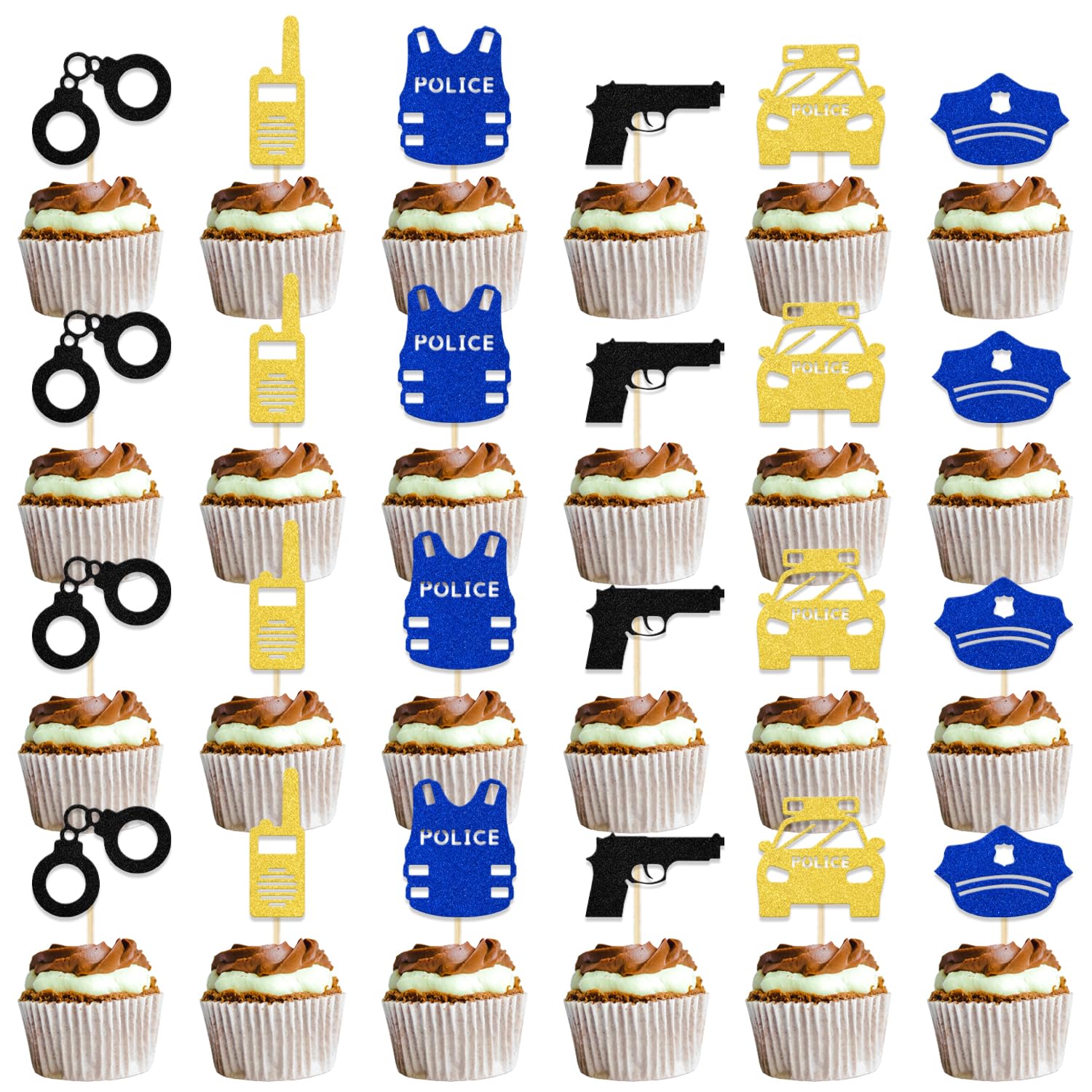 Amazon.com: 24Pcs Police Retirement Cupcake Topper, Police Officer ...