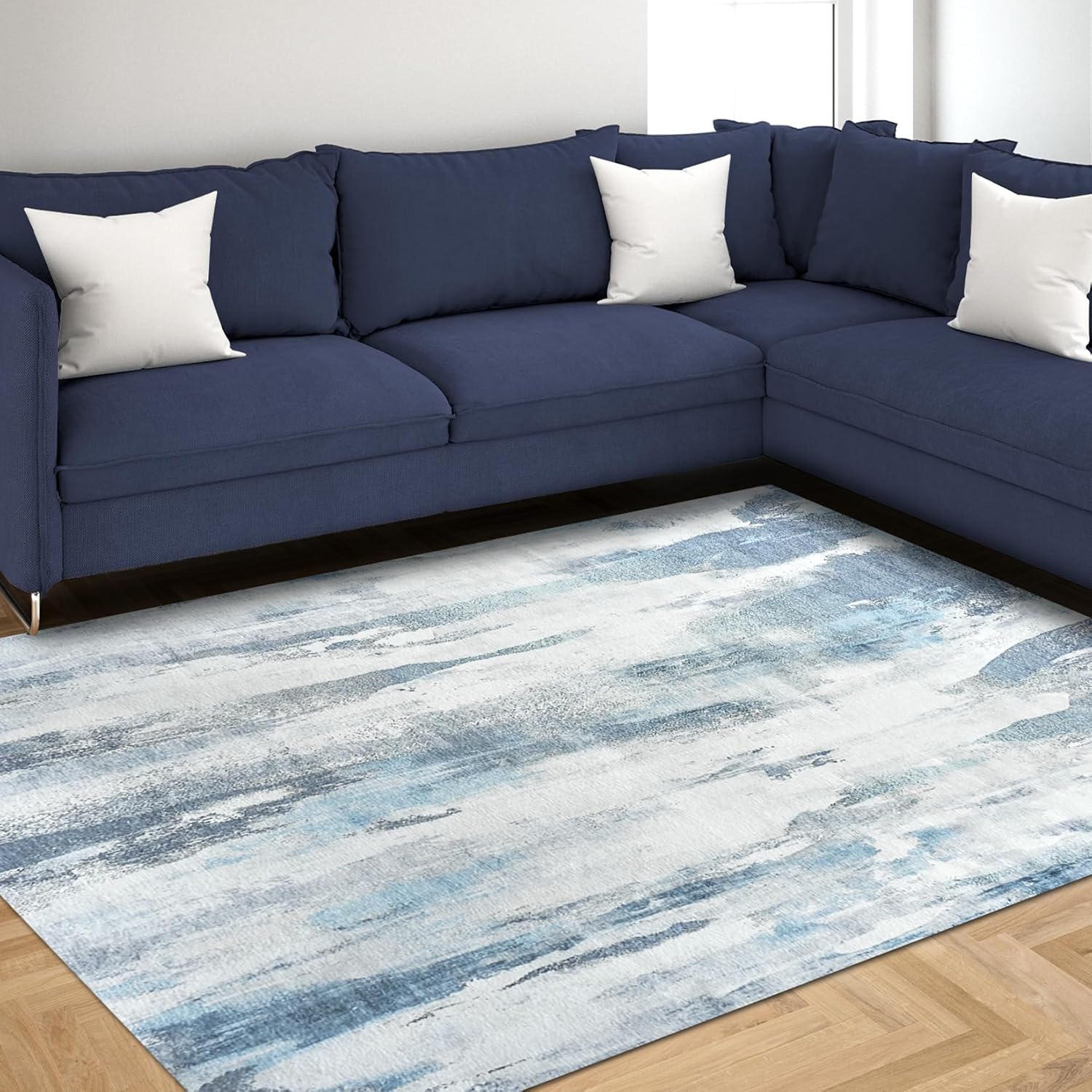 Amazon.com: INGEROOM Machine Washable Rug Non-Slip Backing Abstract ...