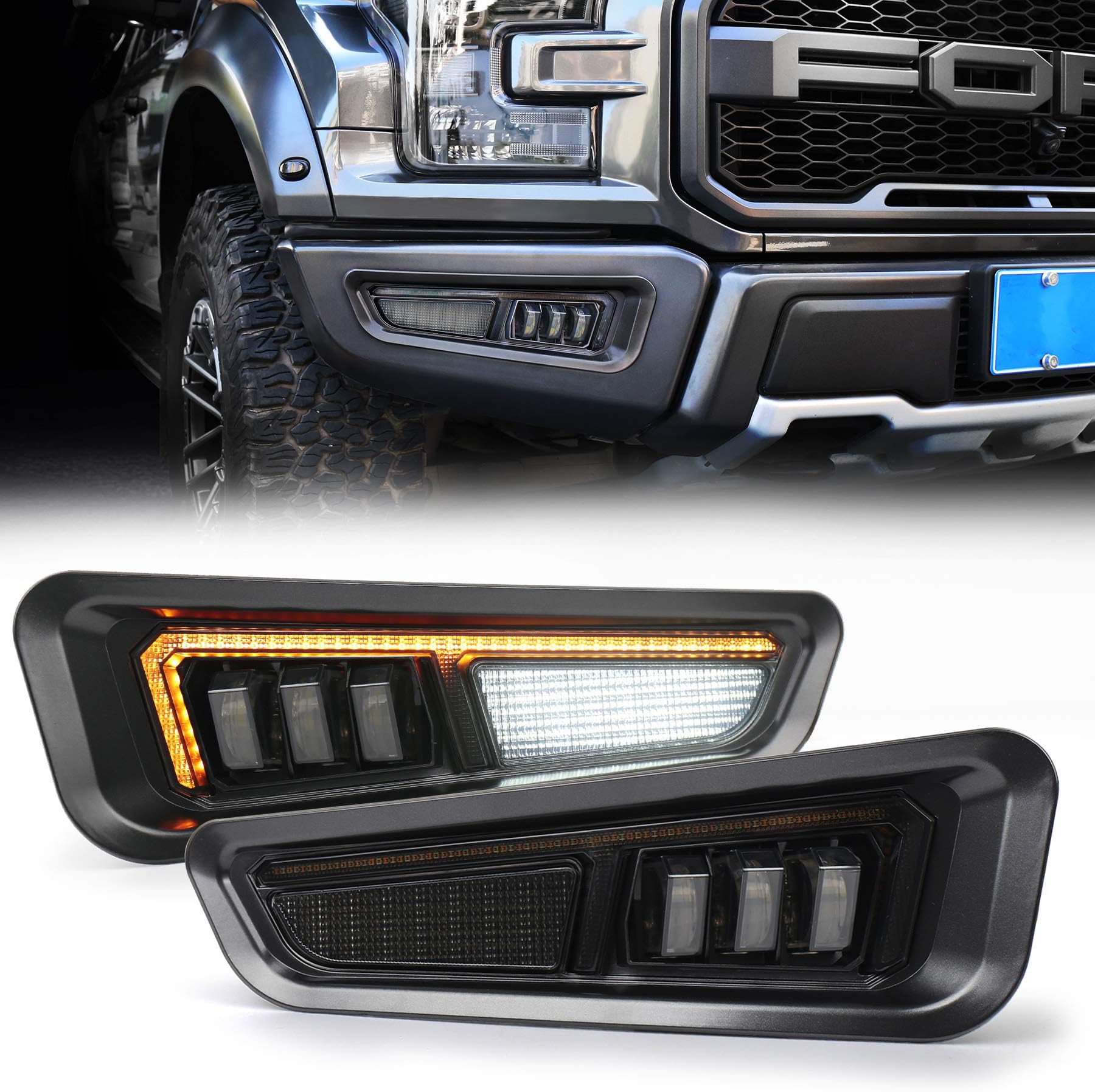 Amazon.com: Rough Country Triple LED DRL Fog Light Kit for 2017-2020 ...