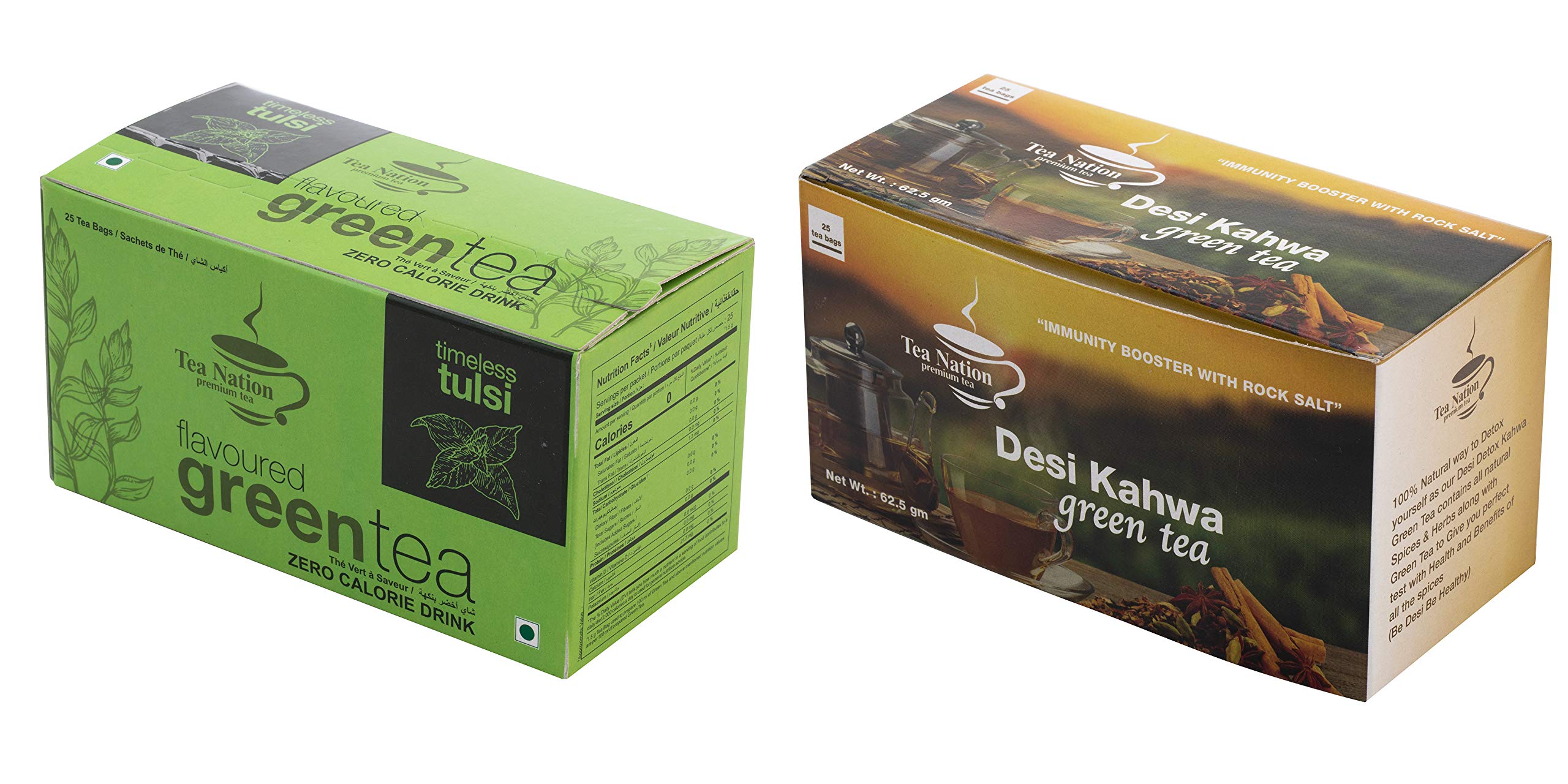 Buy Tea Nation Natural Luscious Flavoured Combo Tulsi Tea and Kahwa Tea ...