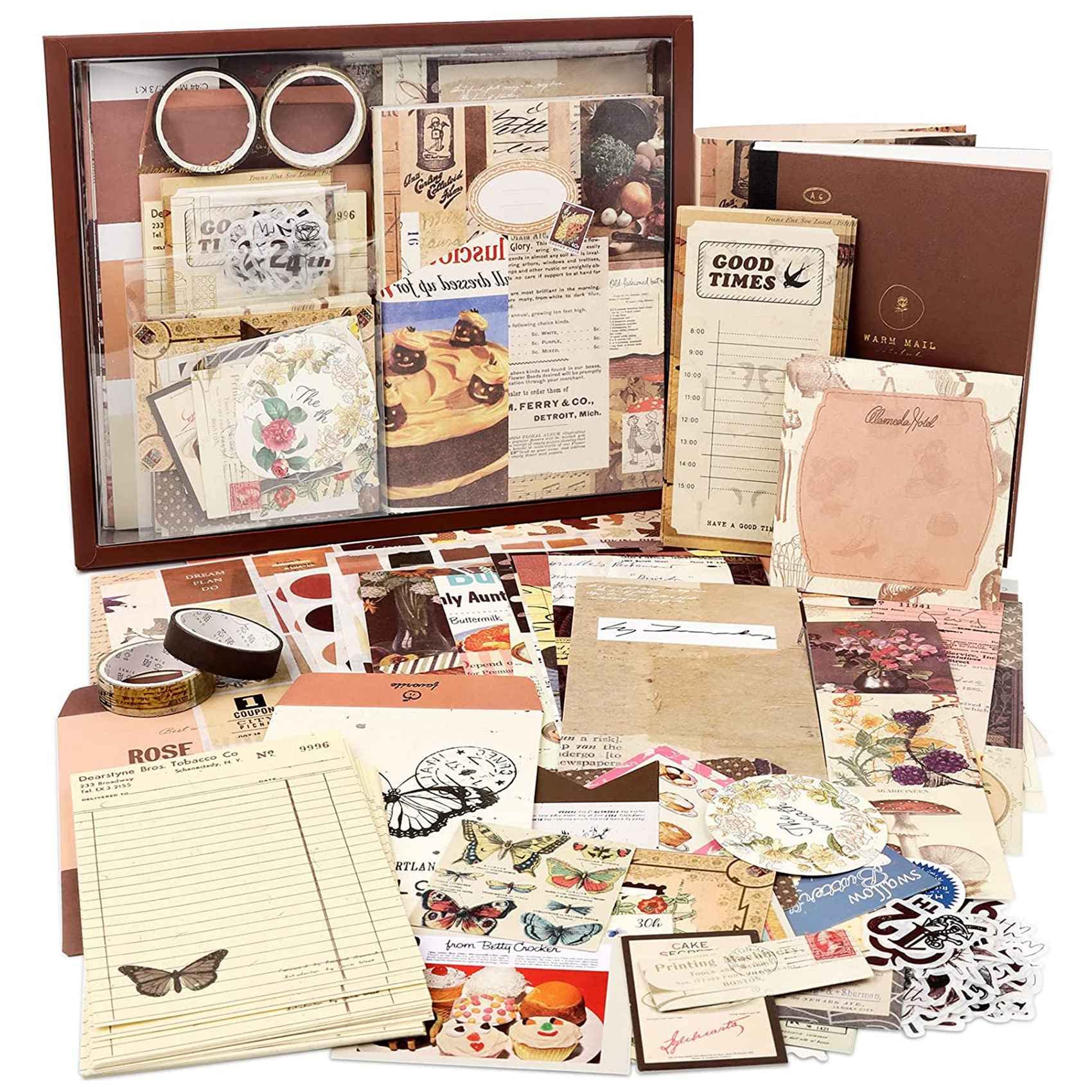 Hepzest Aesthetic Scrapbook Kit,Junk Journal Kit with Journaling ...