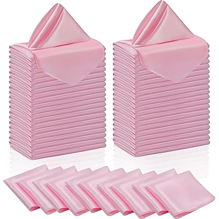 Amazon.com: Amylove 24 Pcs Pink Satin Napkins Cloth Wedding Square Soft ...