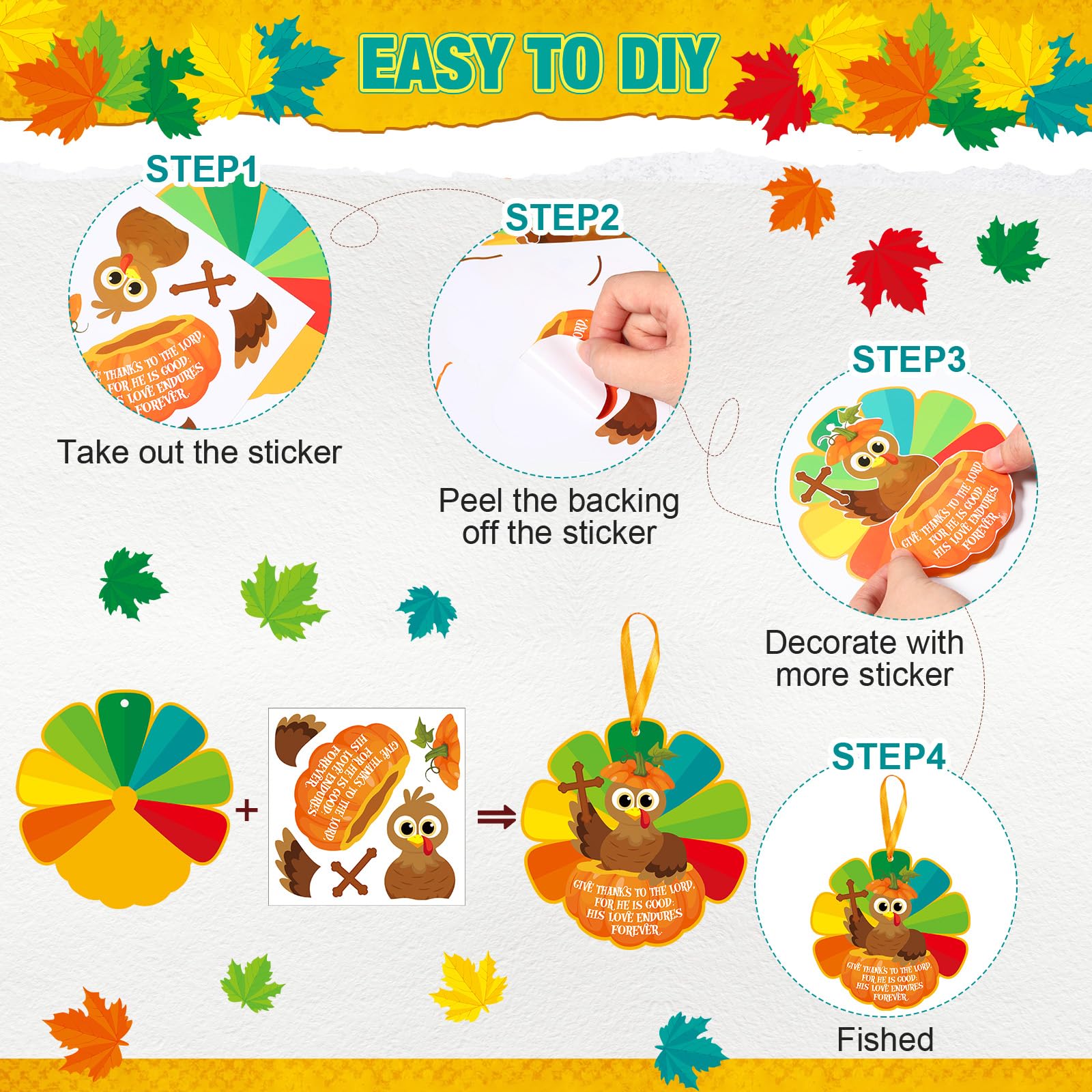 Snapklik.com : Blosssound 32 Sets Thanksgiving Turkey Craft Kits Fall ...