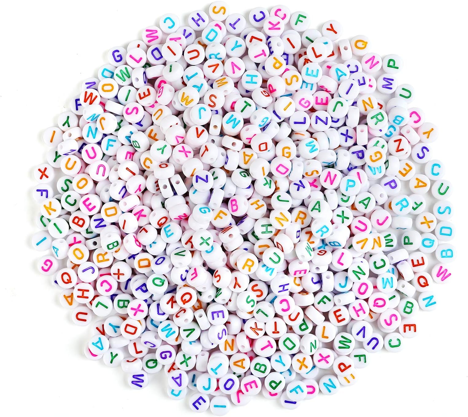 JOISHOP 1200pcs Colorful Letter Beads - A-Z Acrylic Round Alphabet ...