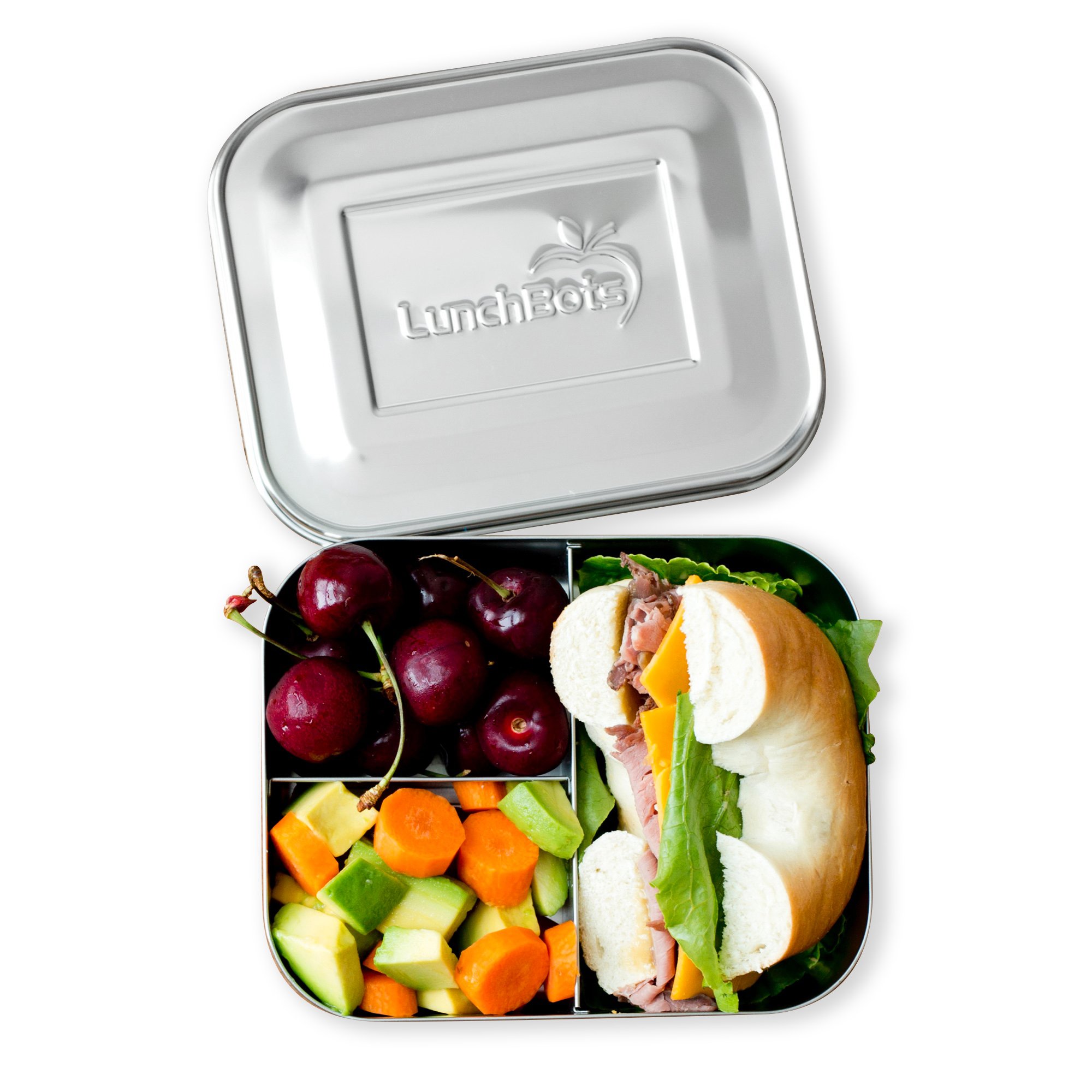 LunchBots Medium Trio II Snack Container - Divided Stainless Steel Food ...