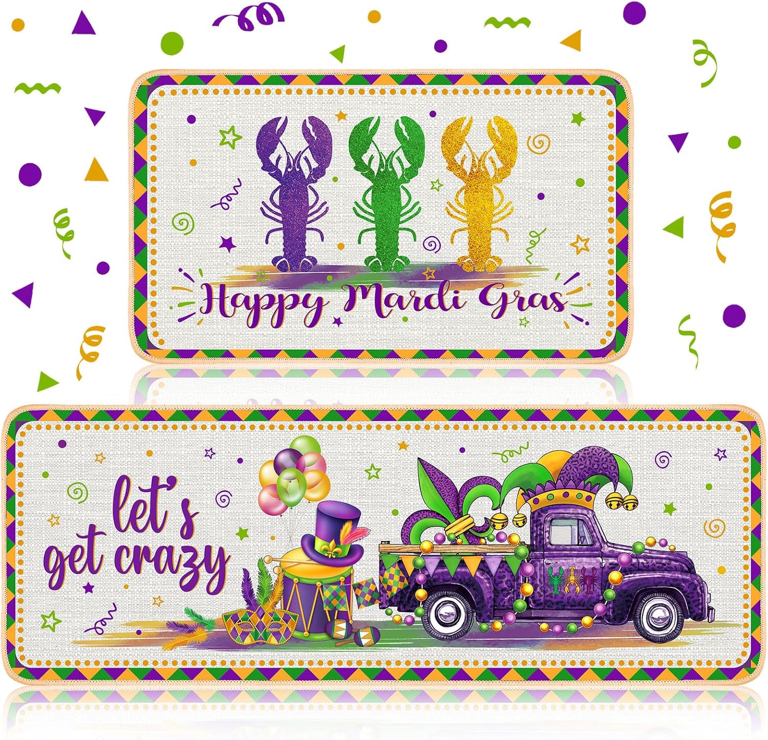 Amazon.com: Suttmin 2 Pieces Mardi Gras Kitchen Rugs Happy Mardi Gras ...