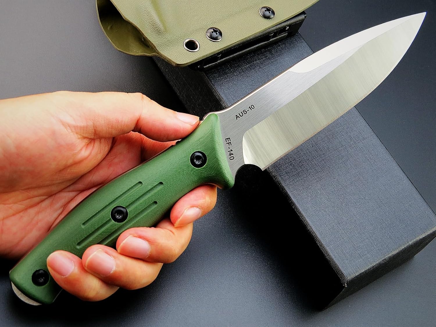 Eafengrow EF140 Fixed Blade Knife AUS-10 Steel Blade G10 Handle Full ...