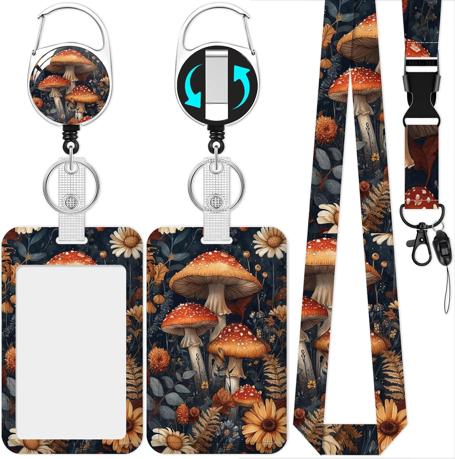 Amazon.com : Fjdcslwx Lanyards with Id Holder, Mushroom ID Badge Holder ...