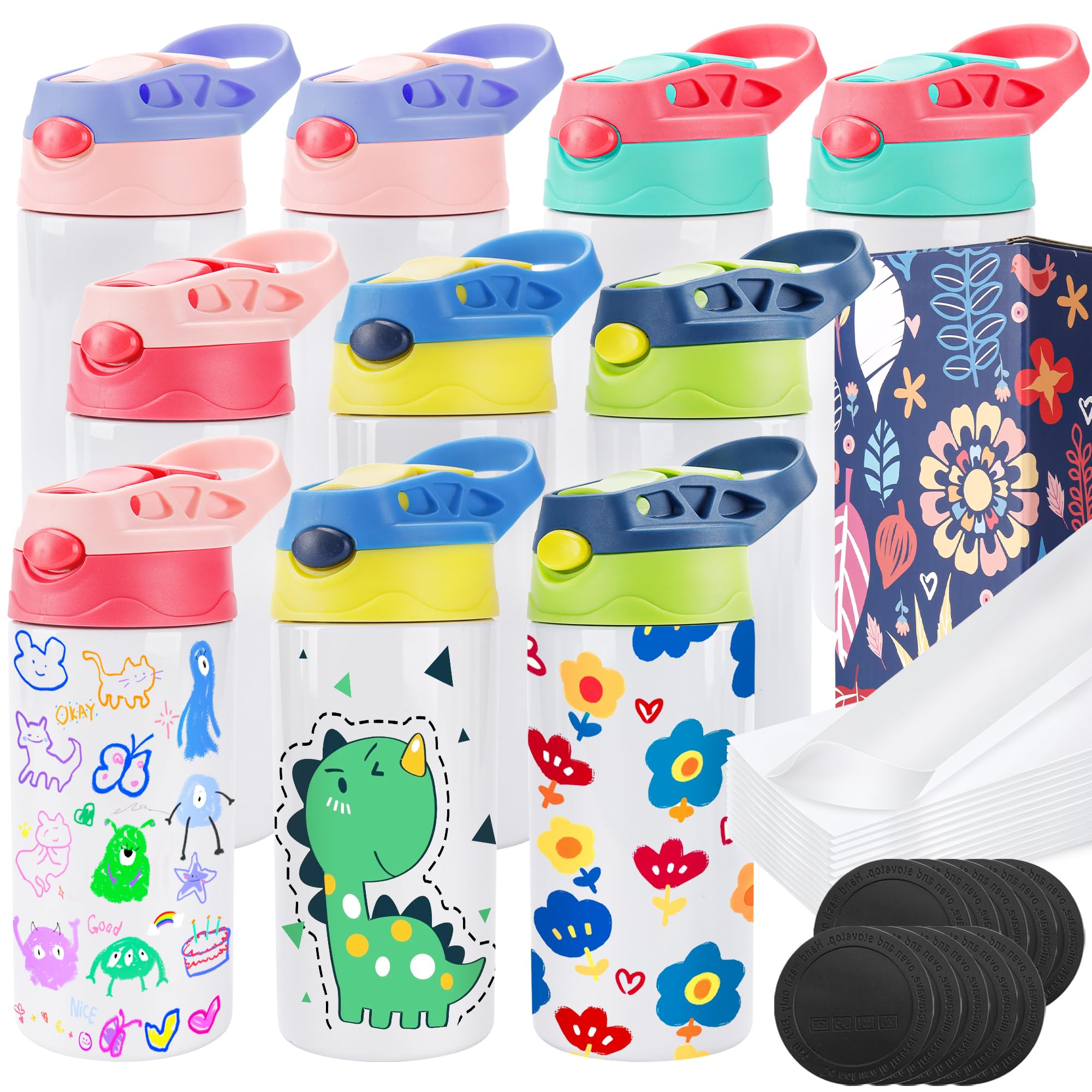 Snapklik.com : 10 Pack Kids Sublimation Tumbler Water Bottle Blanks ...