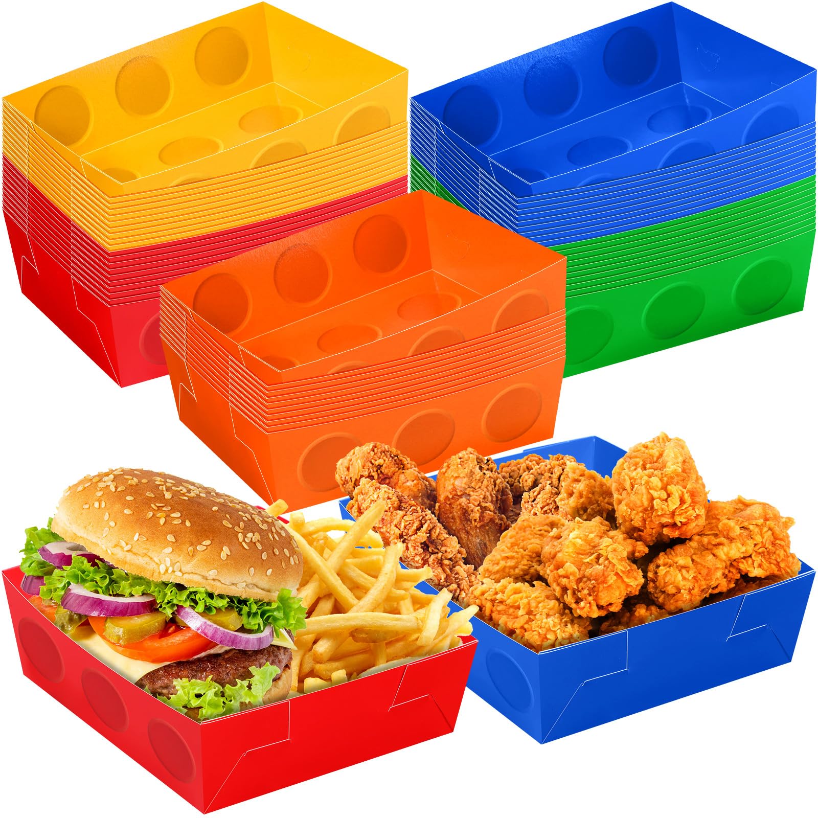 Amazon.com | 50 Pcs Building Block Party Favor 5 lb Paper Food Trays ...
