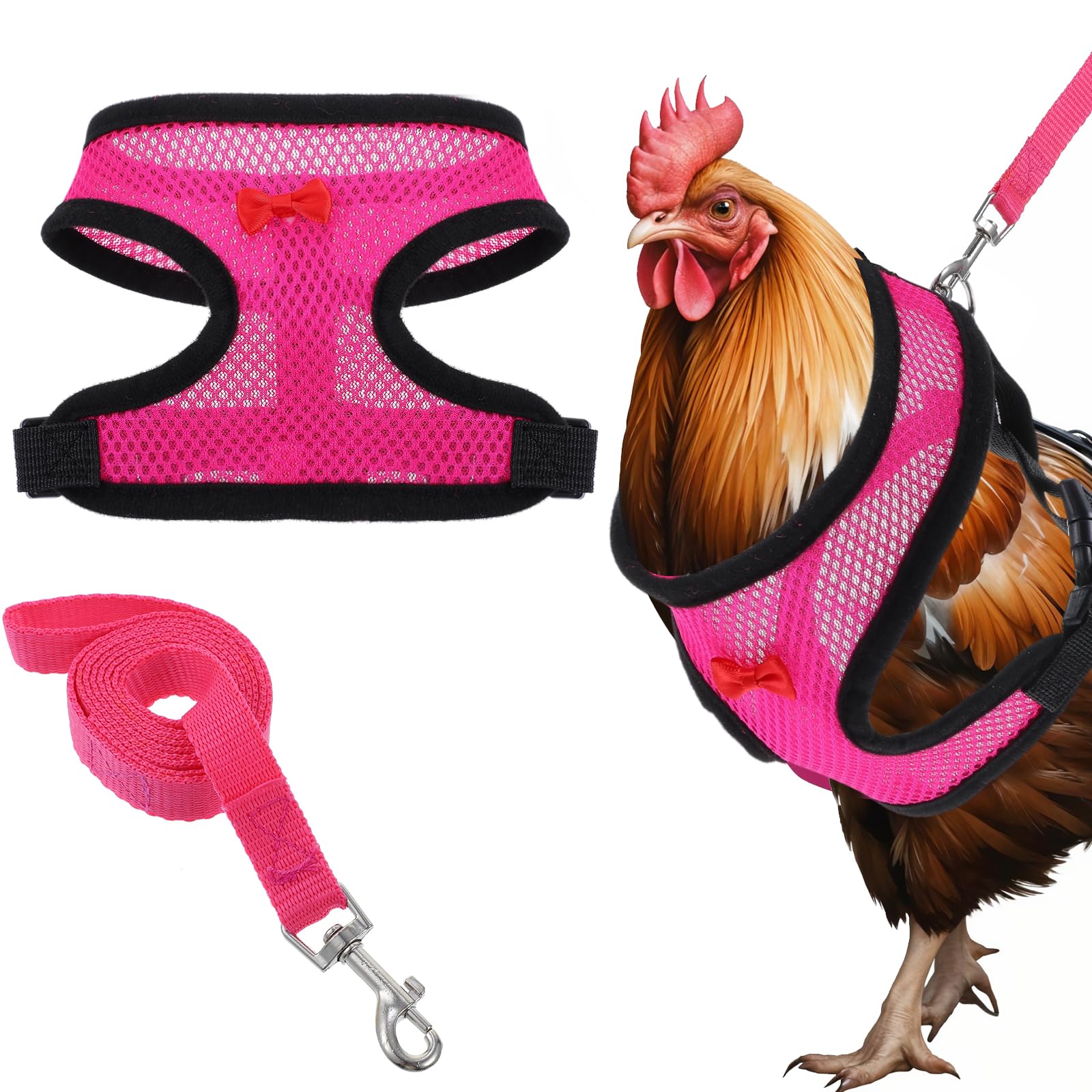 Adjustable Chicken Leashes and Harnesses Set, Double Adjustment Chicken ...