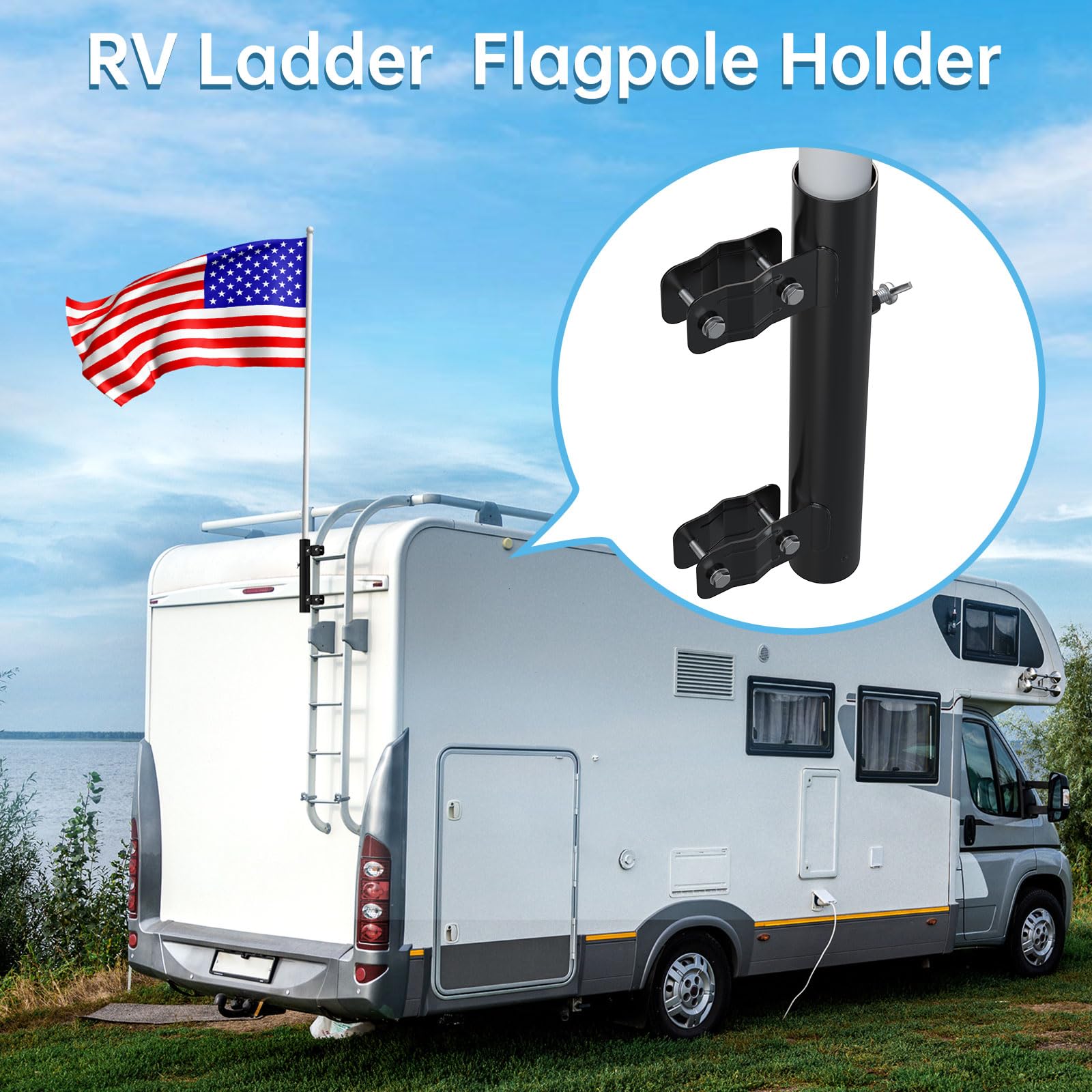 Snapklik.com : Appacare RV Flag Holder,RV Ladder Mounted Flagpole ...