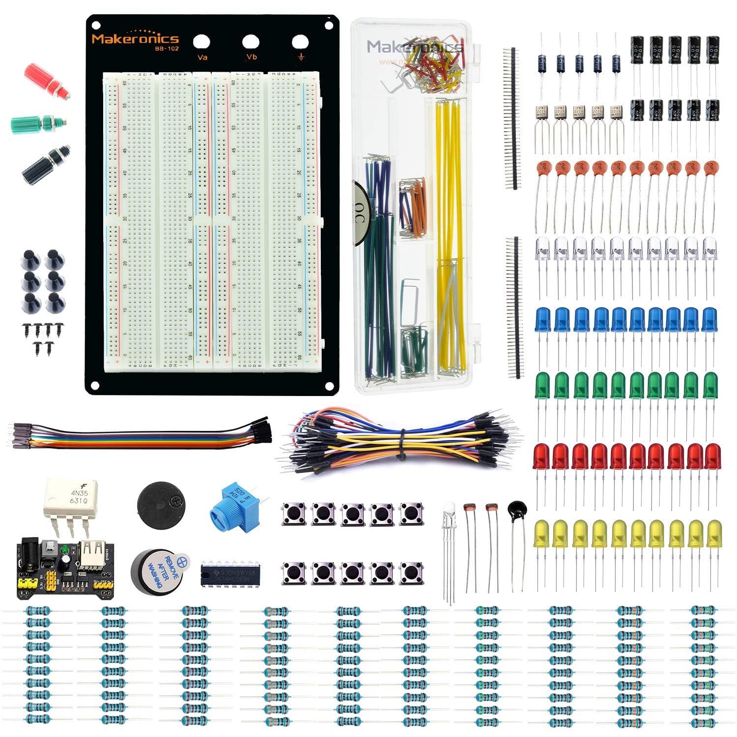 REES52 1660 Tie-Points Solderless Breadboard+Electronics Fun Kit |140 ...