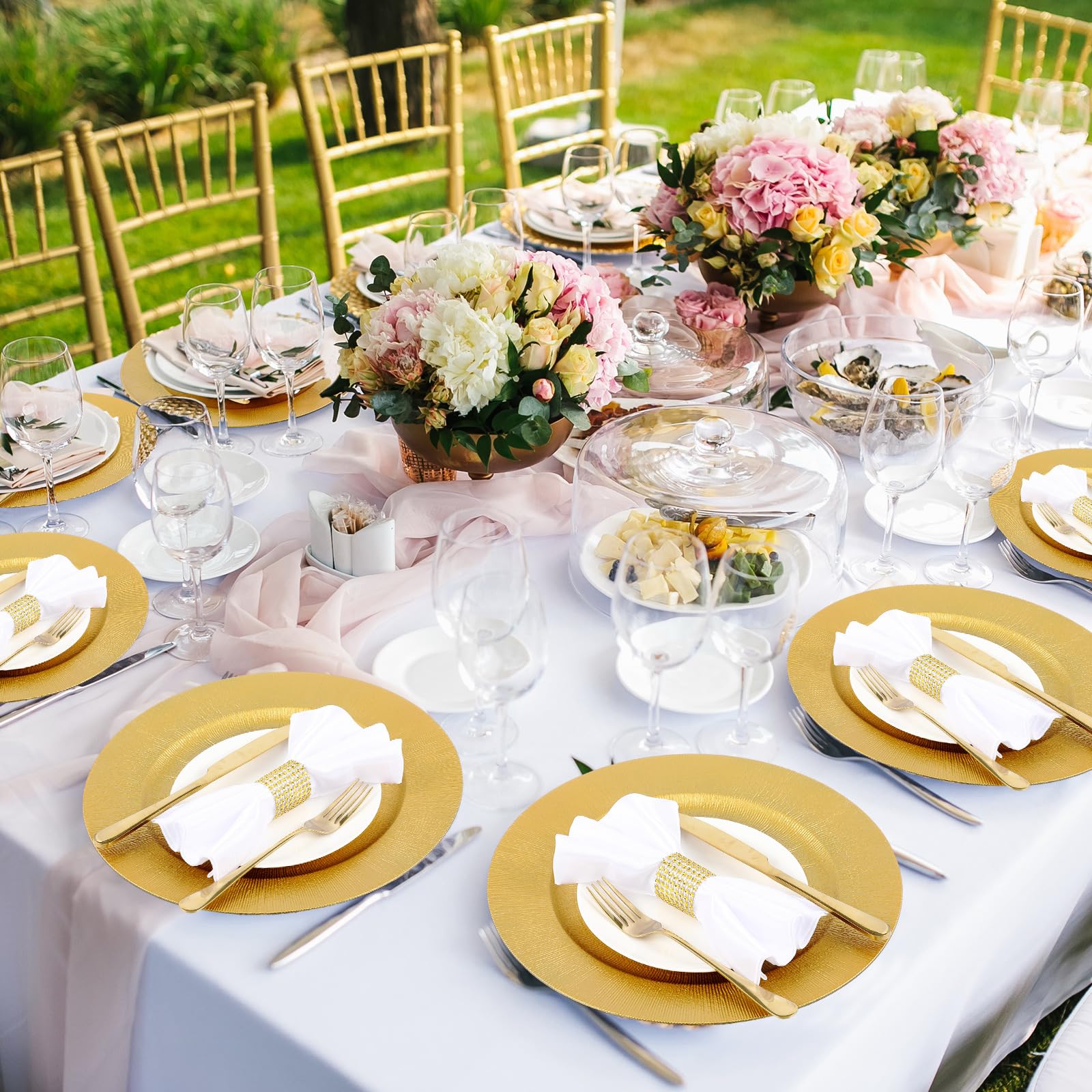 Tanlade 24 Sets Gold Charger Plates Set Plastic Plate Chargers with ...