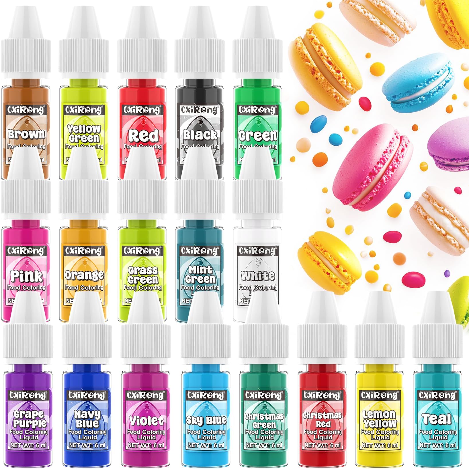 Amazon.com : Food Coloring Liquid- 18 Vibrant Colors Food Dye ...