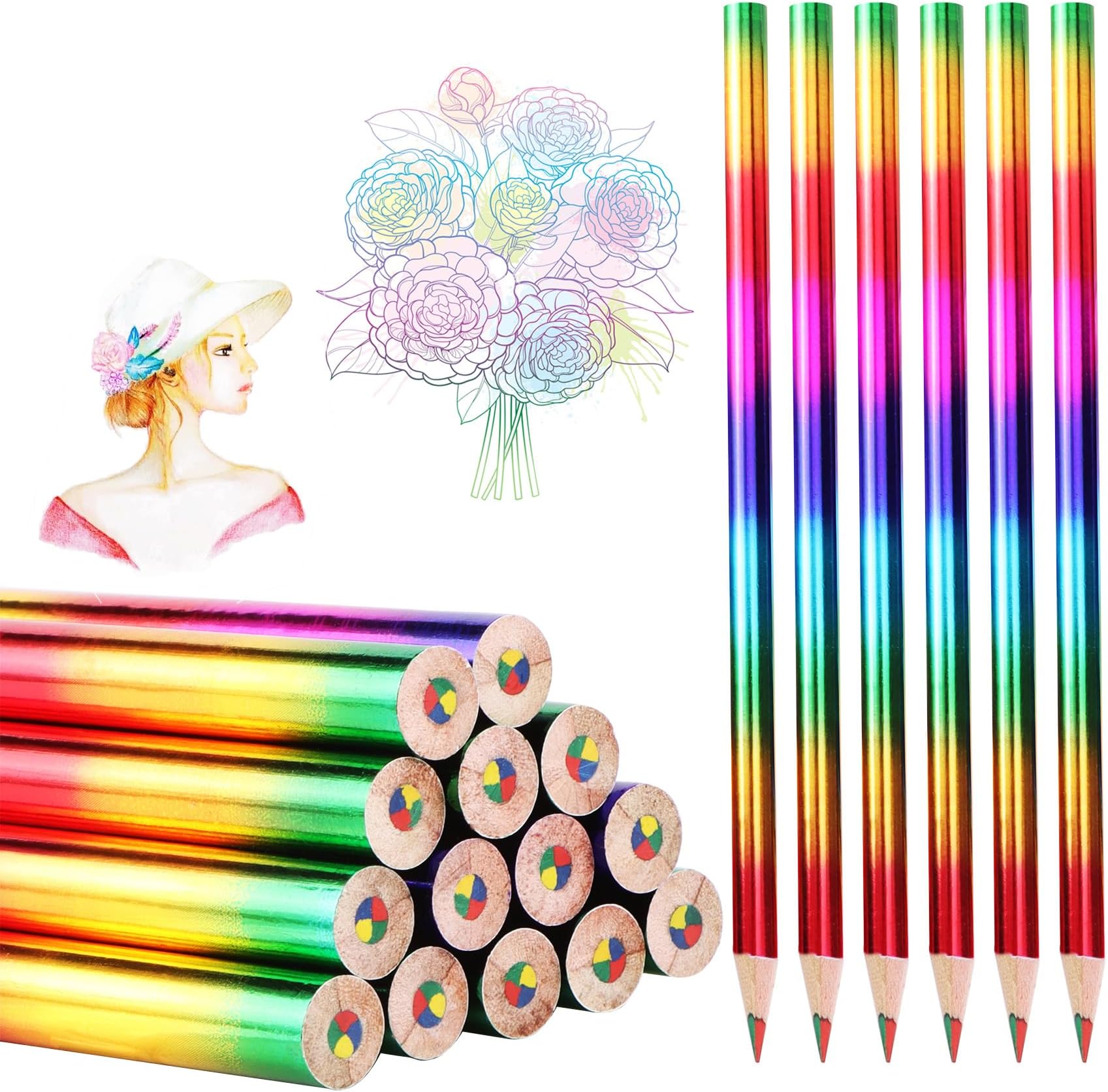 JSMTKJ 30 Pezzi Matite Colorate 4 in 1 Matite Arcobaleno Matite ...