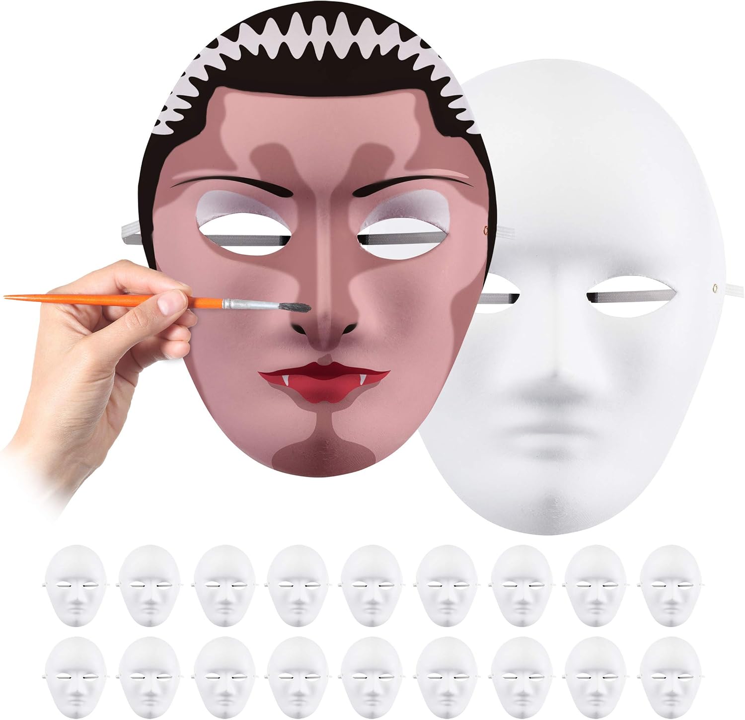 Relaxdays Lot de 20 masques, personnaliser et peindre, carnaval, carton ...
