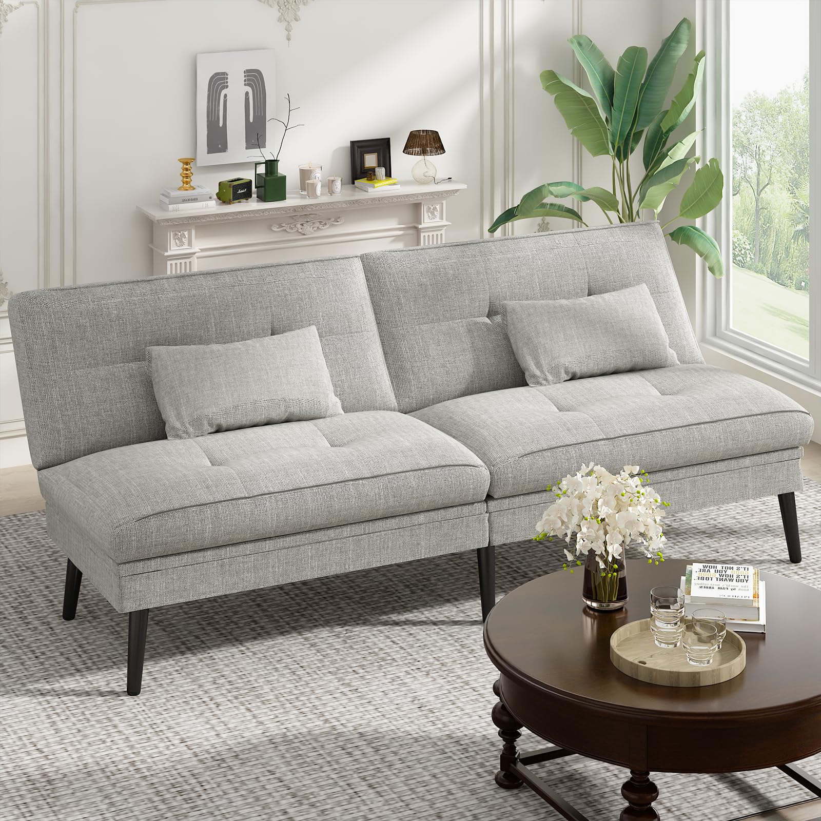 Amazon.com: MIERES Futon Sofa Bed, Convertible Futon Couch with ...