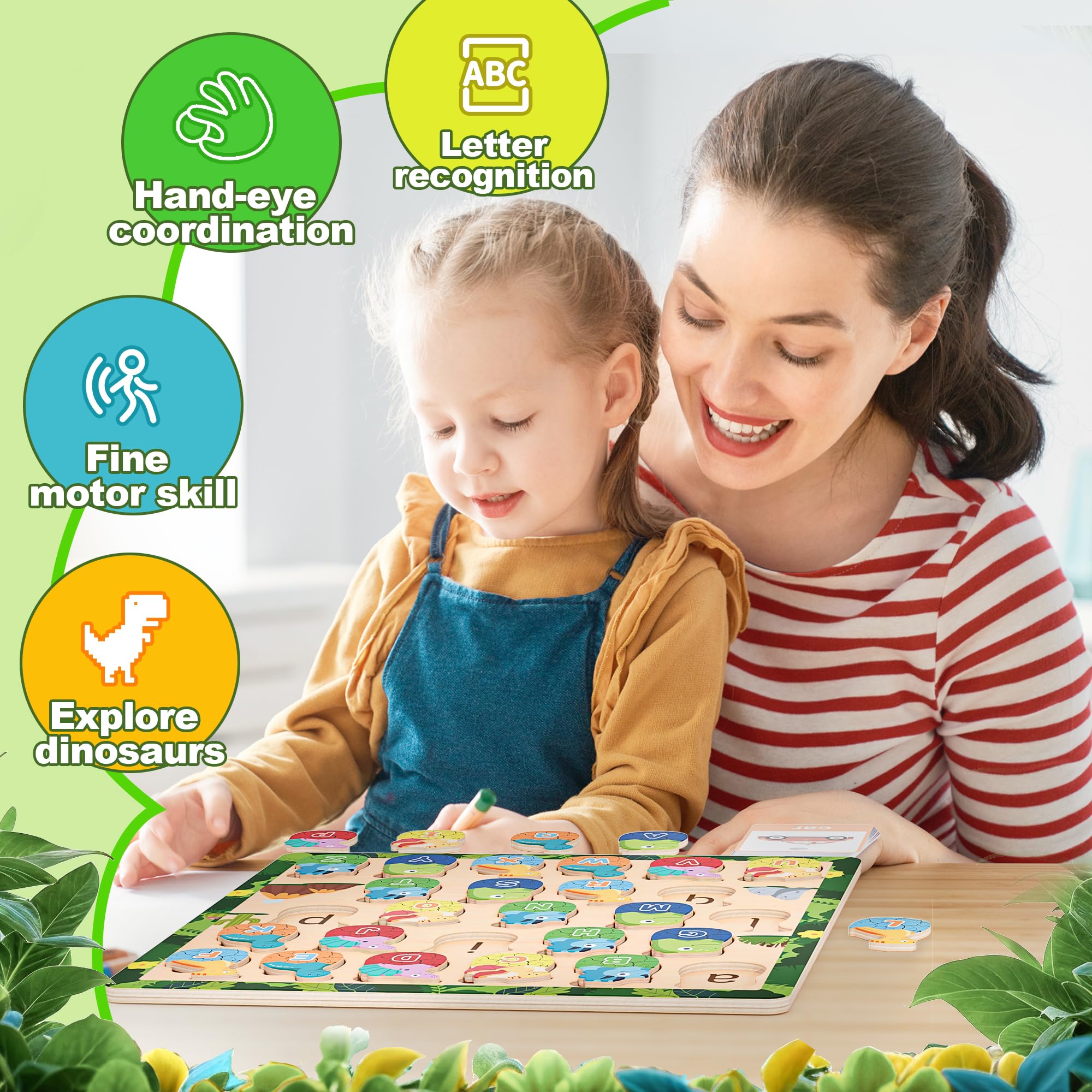 Amazon.com: Magnetic Alphabet Letter Maze Alphabet Learning Toys Wooden ...