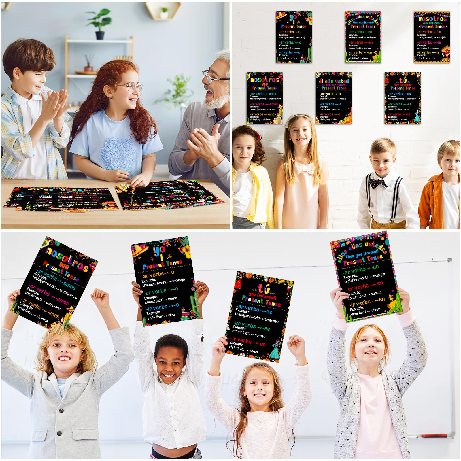 Snapklik.com : Sinload 6 Pcs Spanish Classroom Poster Set Spanish Verb ...