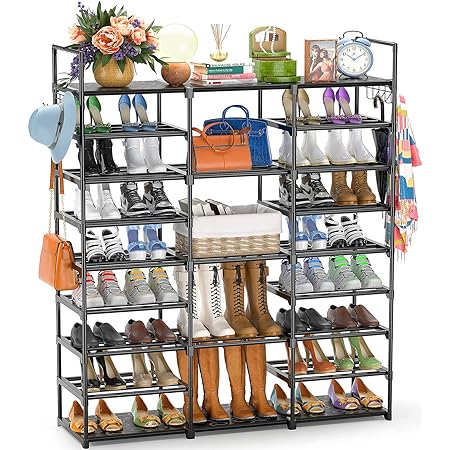 Amazon.com: 9 Tier Shoe Rack Organizer, Large Shoe Shelf Holds 46-50 ...