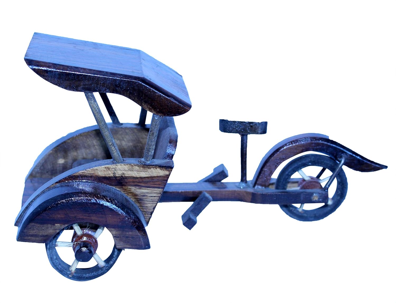Buy VNS Wood and Wrought Showpiece, Decorative Antique Wooden Rickshaw ...