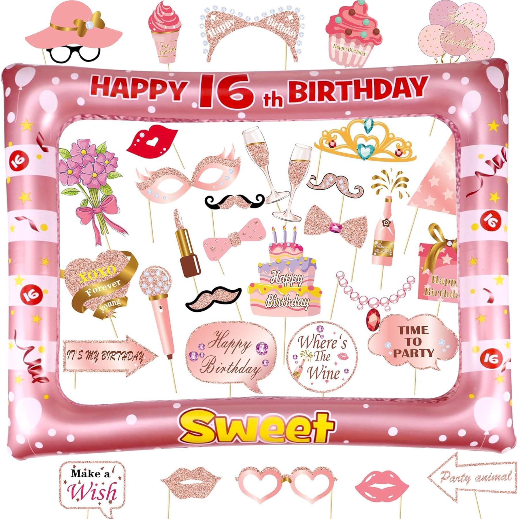 Amazon.com: Inflatable Selfie Frame,Photo Booth Frame, Happy Birthday ...