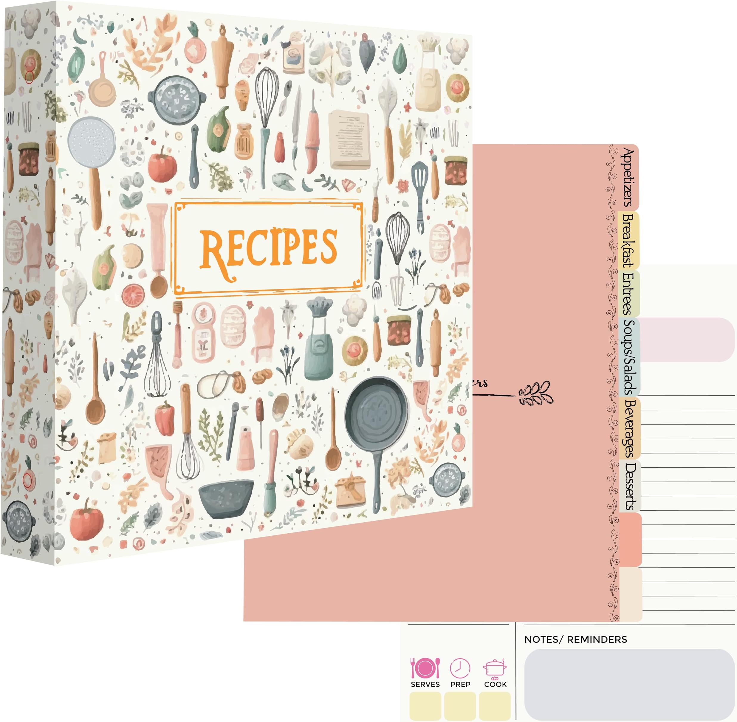 Amazon.com : 3 Ring Recipe Binder 8.5" x 11" Recipe Book Recipe Binder ...