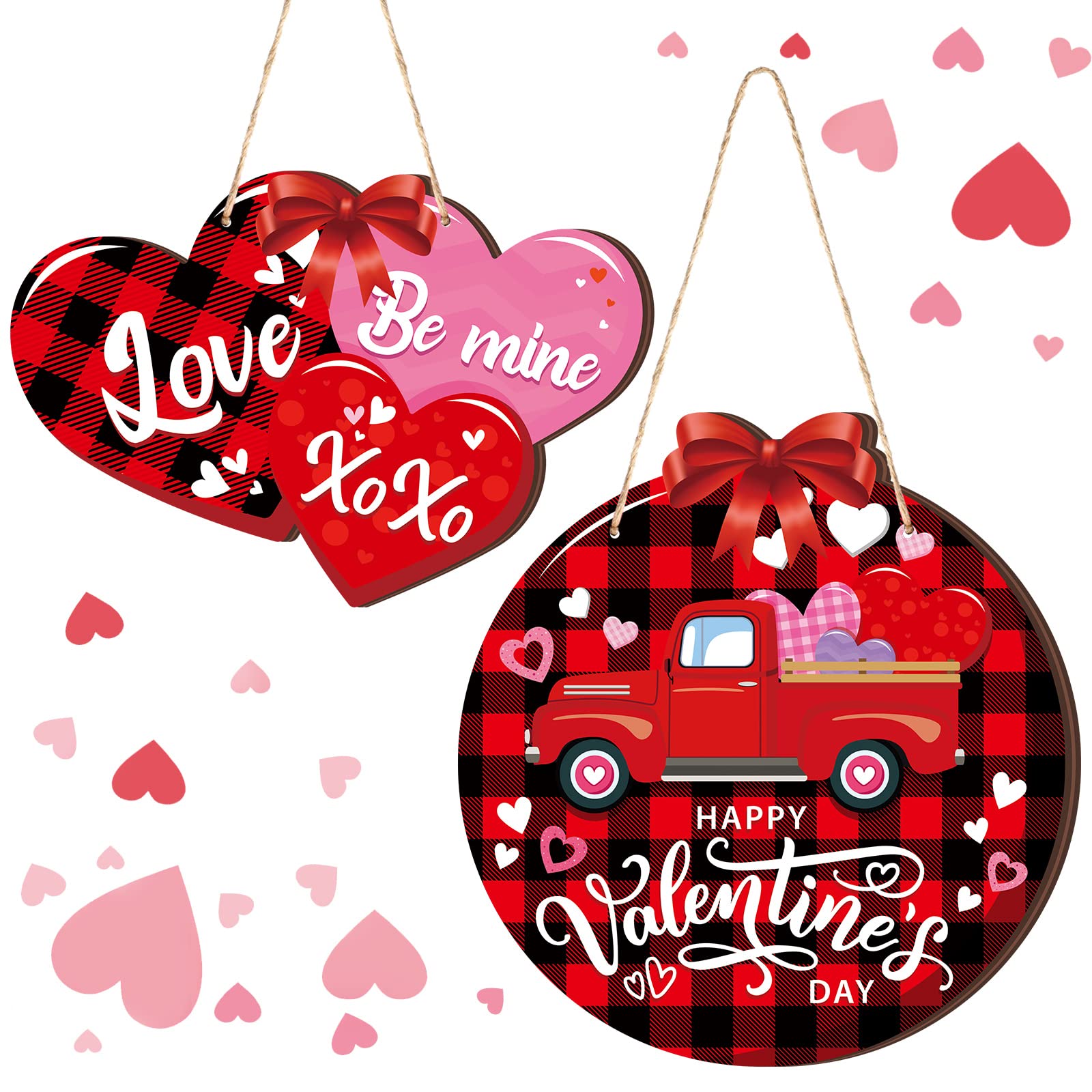 Amazon.com : 2 Pieces Valentines Day Door Sign Wooden Happy Valentines ...