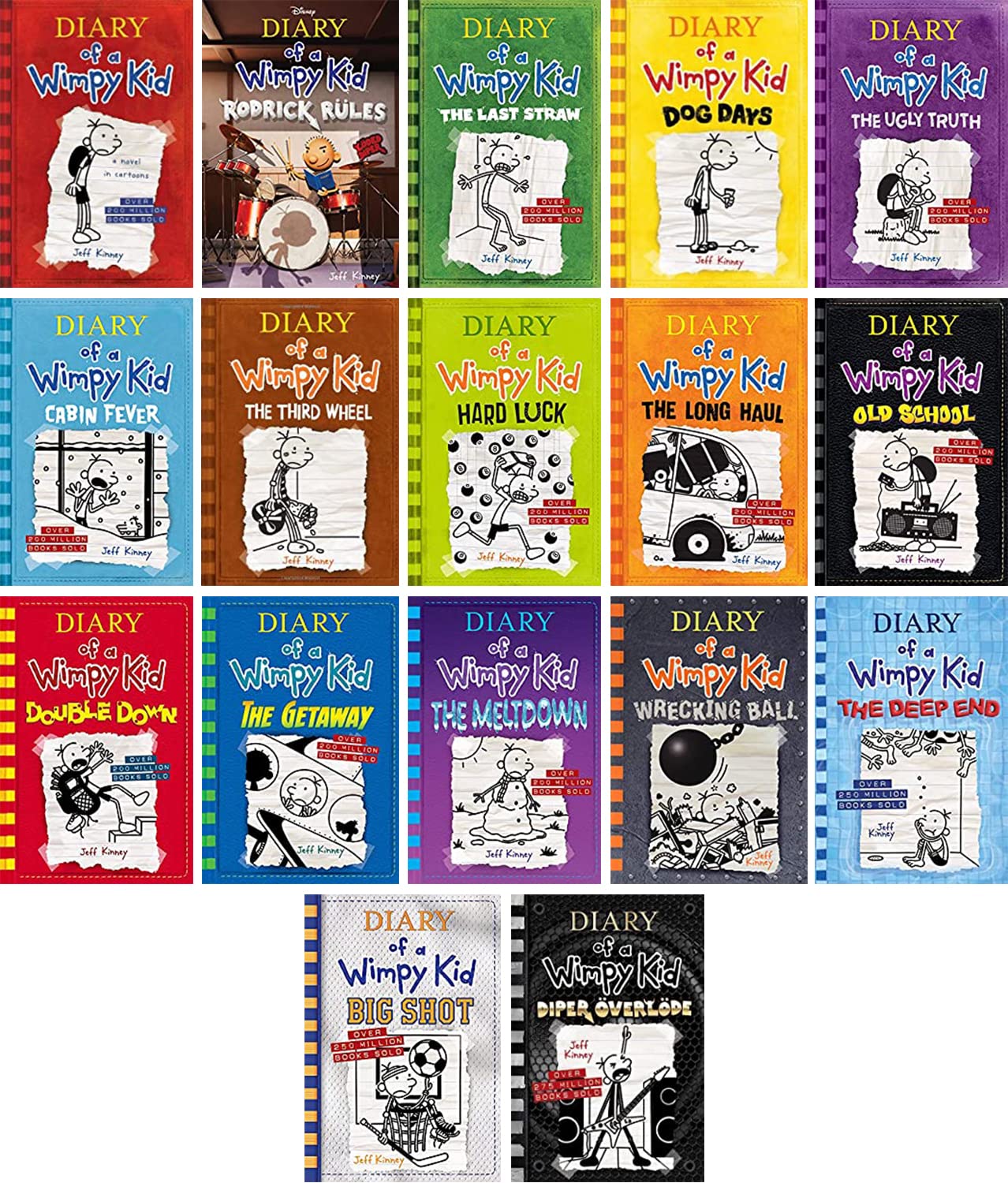 Diary of a Wimpy Kid 17 Books Collection Hardcover Set by Jeff Kinney ...