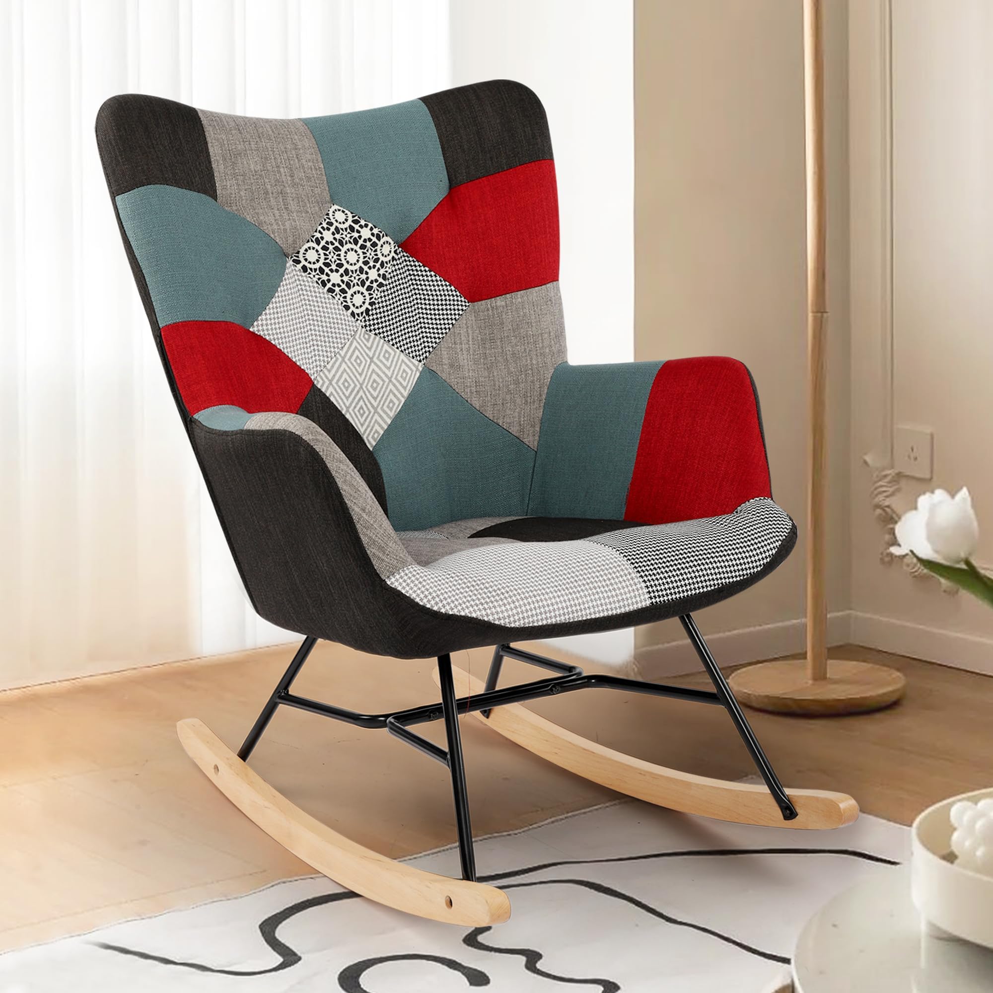 Amazon.com: Wanttii Nursery Rocking Chair, Velvet Fabric Upholstered ...