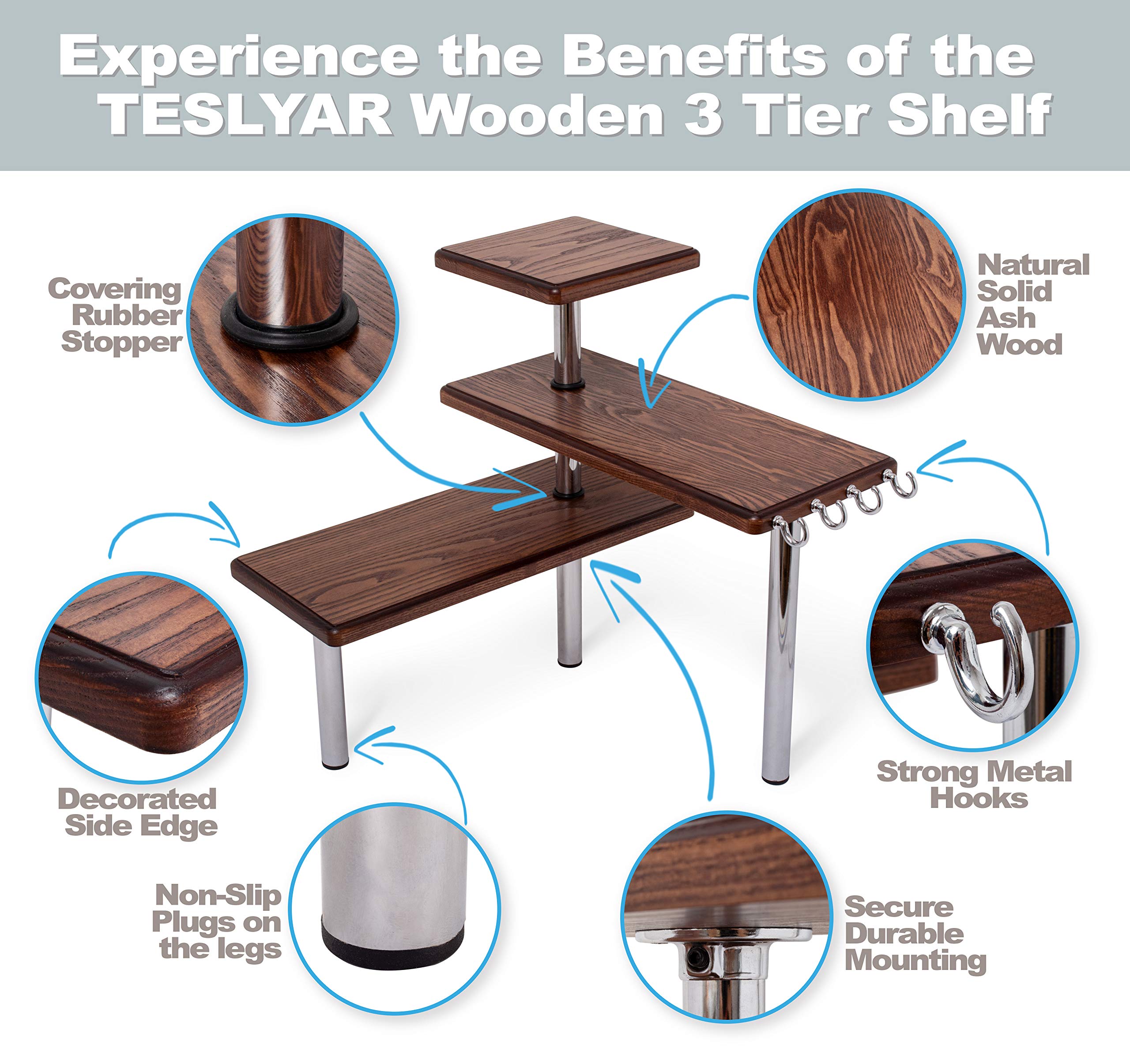 Snapklik.com : TESLYAR Countertop Organizer 3 Tier Corner Desk Shelf ...