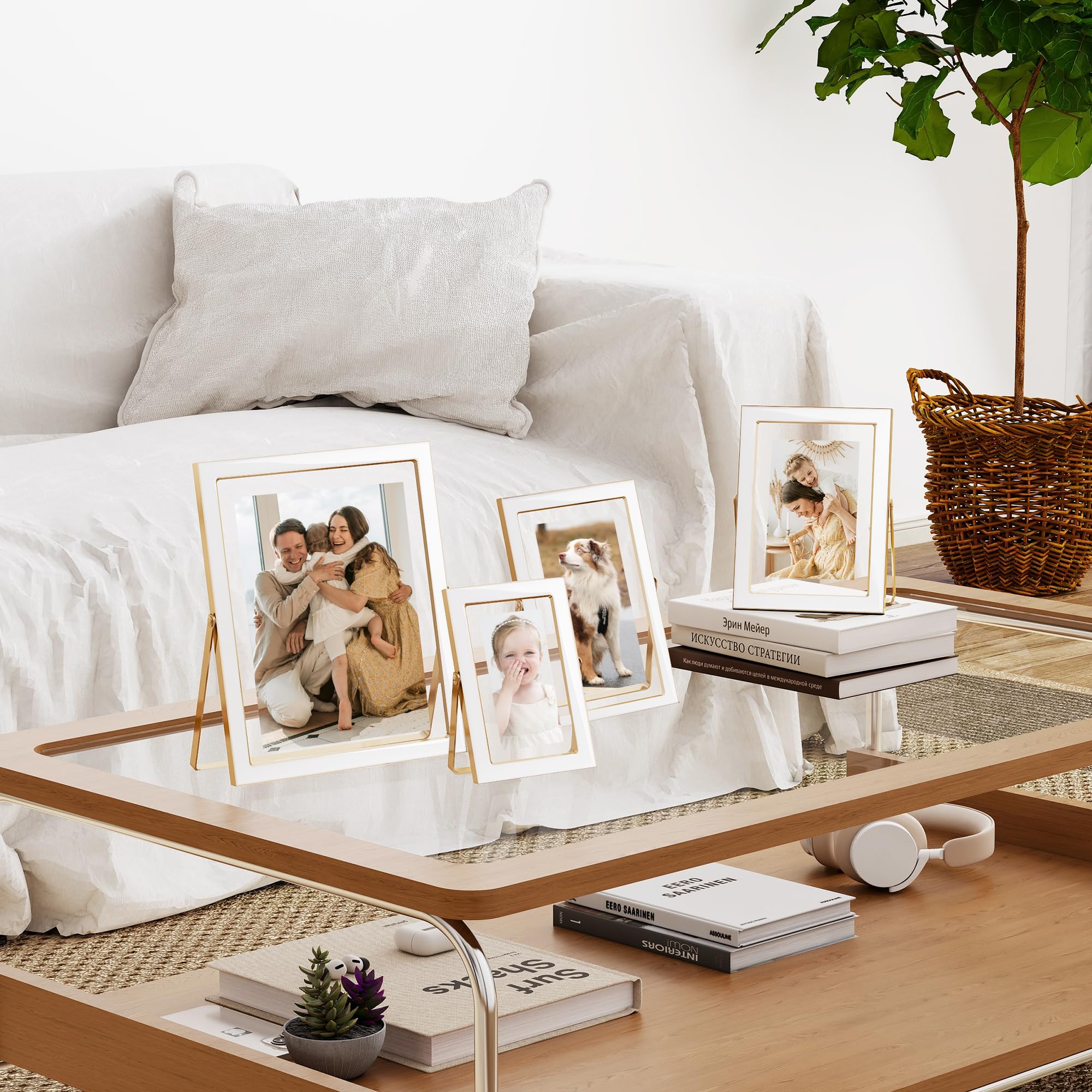 Snapklik.com : Axeman 5x7 Gold Floating Frame White Enamel Picture Frame