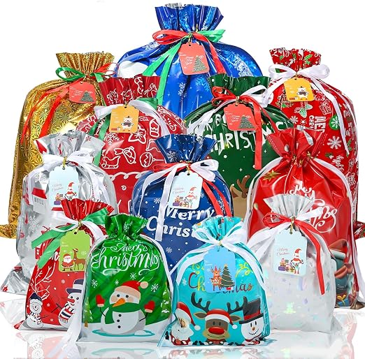 Amazon.com: YAEYIA 38PCS Christmas Gift Bags Assorted Sizes, Christmas ...