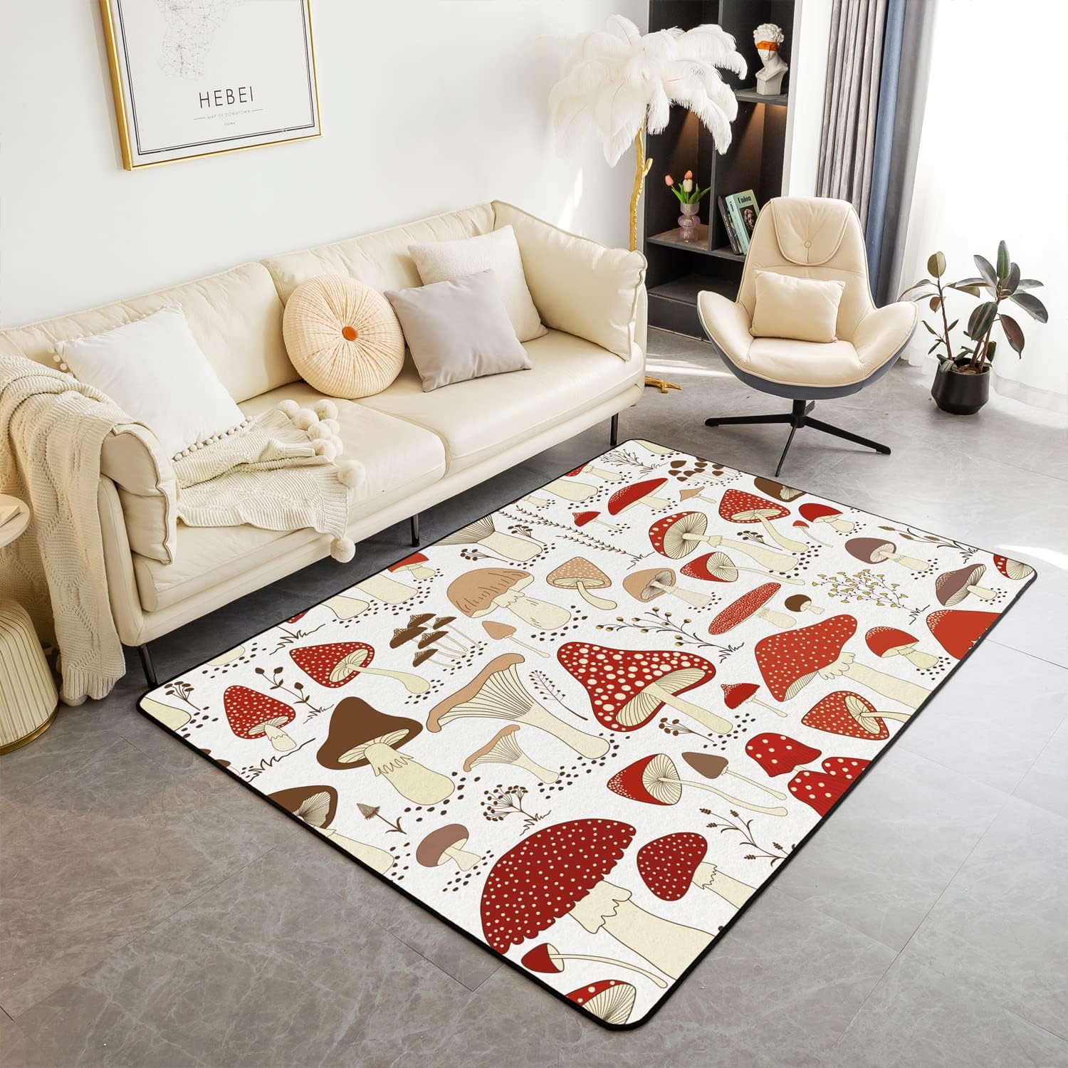 Amazon.com: jejeloiu Cute Mushroom Decor Area Rug 5x7 Inch Cartoon ...