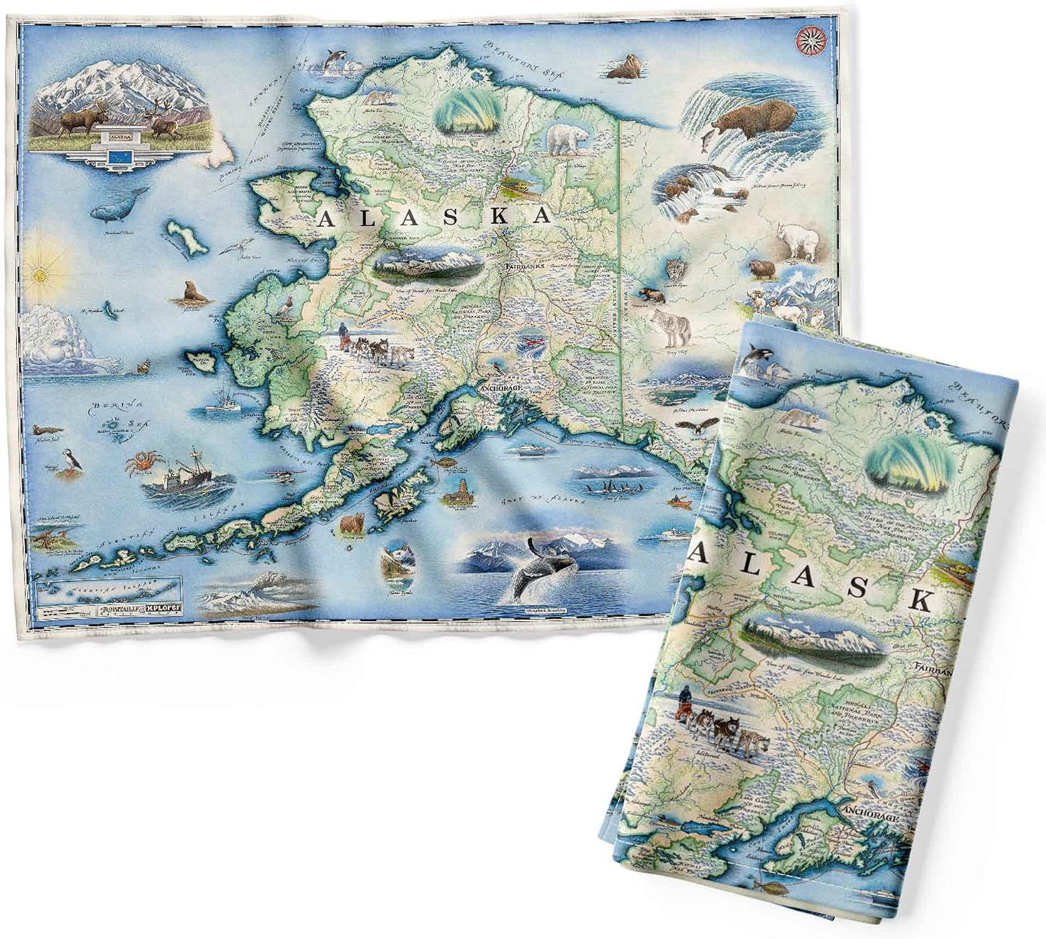 Amazon.com: Xplorer Maps Alaska State Map Decorative Flour Sack Kitchen ...