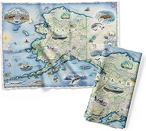 Amazon.com: Xplorer Maps Alaska State Map Decorative Flour Sack Kitchen ...