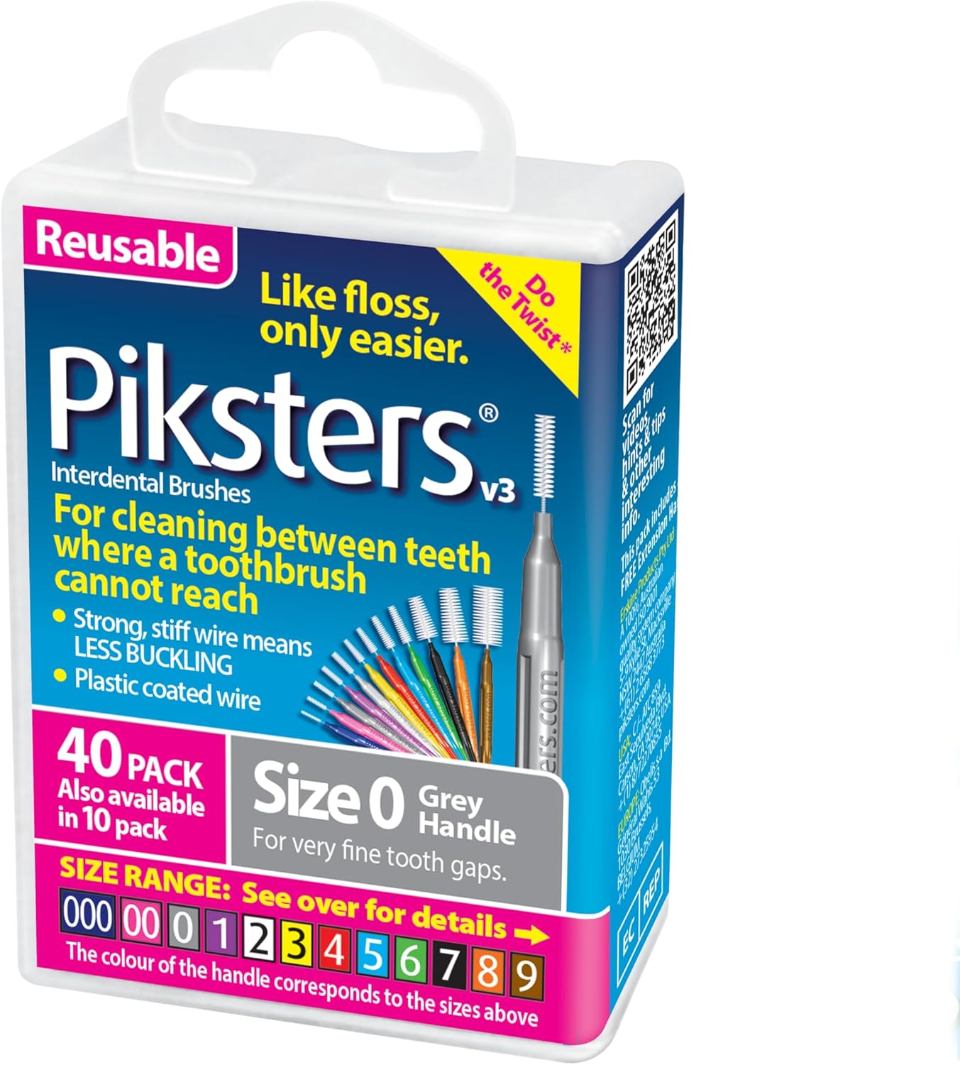 Piksters Interdental Brushes (40 Pack, Size 0 (Grey)) : Amazon.ca ...