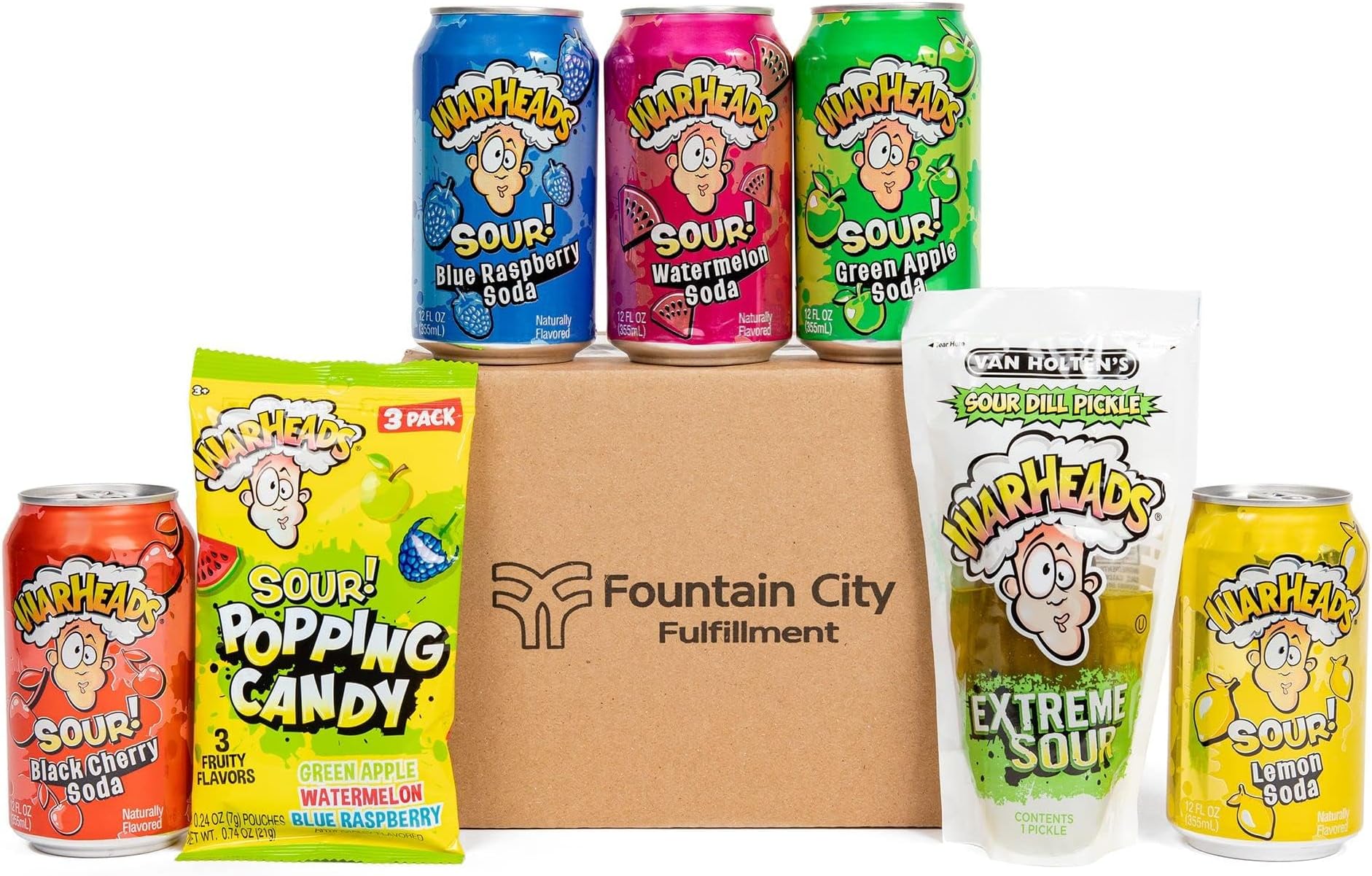 Amazon.com : Fountain City Fulfillment Warheads Soda & Candy Variety ...
