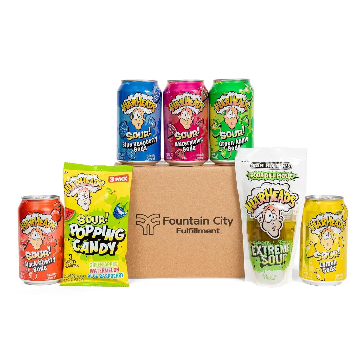 Amazon.com : Fountain City Fulfillment Warheads Soda & Candy Variety ...