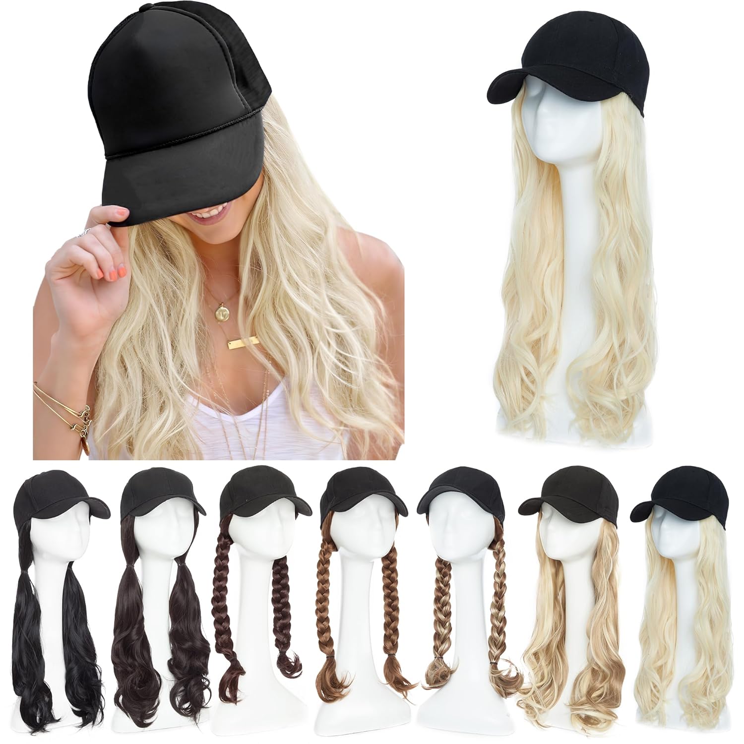 Amazon.com : SEGO Baseball Cap with Hair Extensions for Women ...