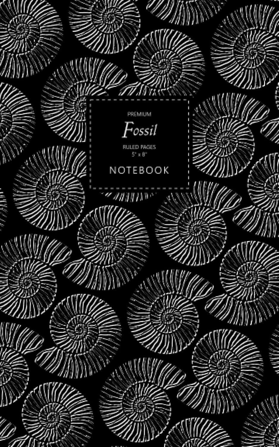Fossil Notebook - Ruled Pages - 5x8 - Premium: (Black and White Edition) Fun notebook 96 ruled ...