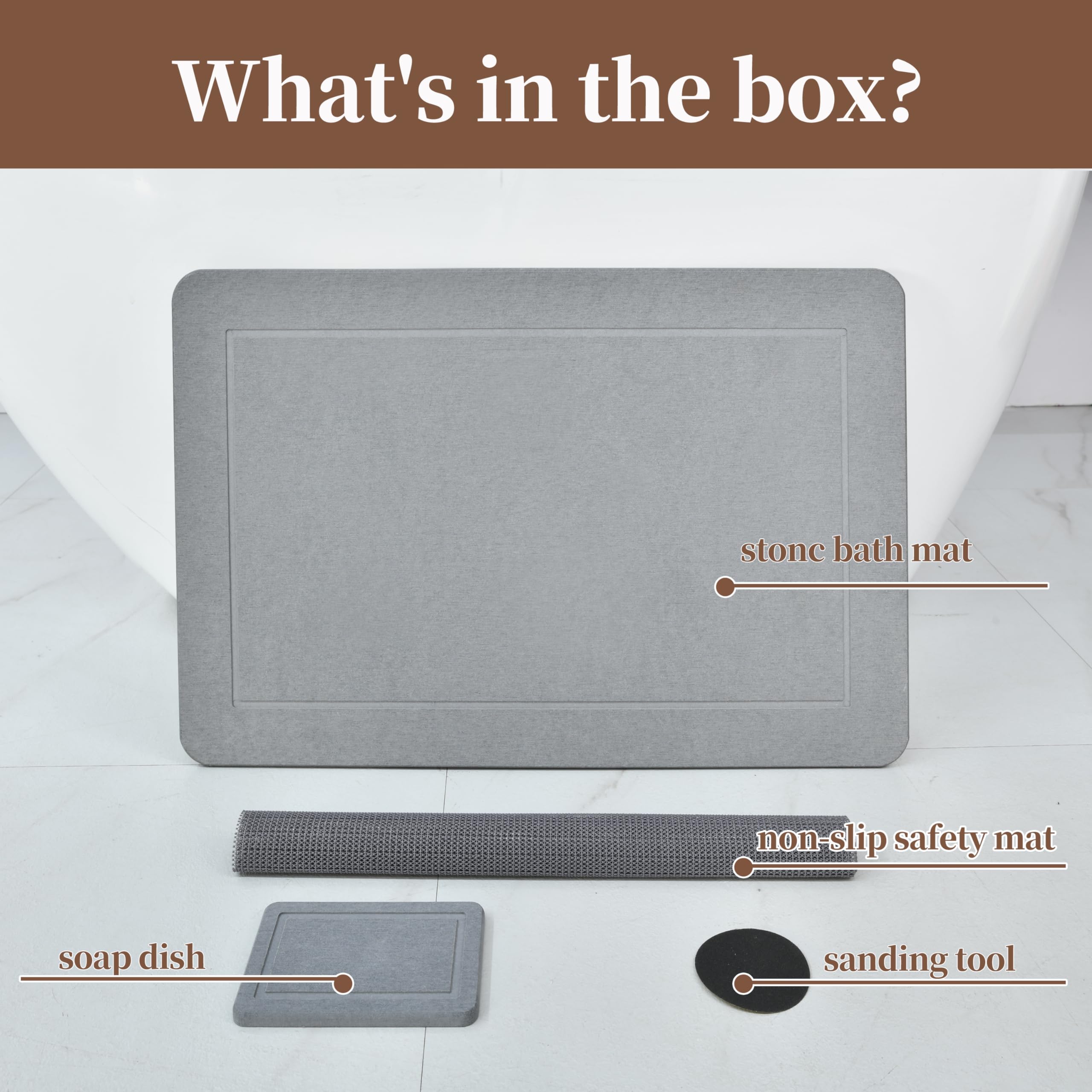 Quick Dry Stone Bath Mat for Bathroom and Kitchen Counter - Double ...