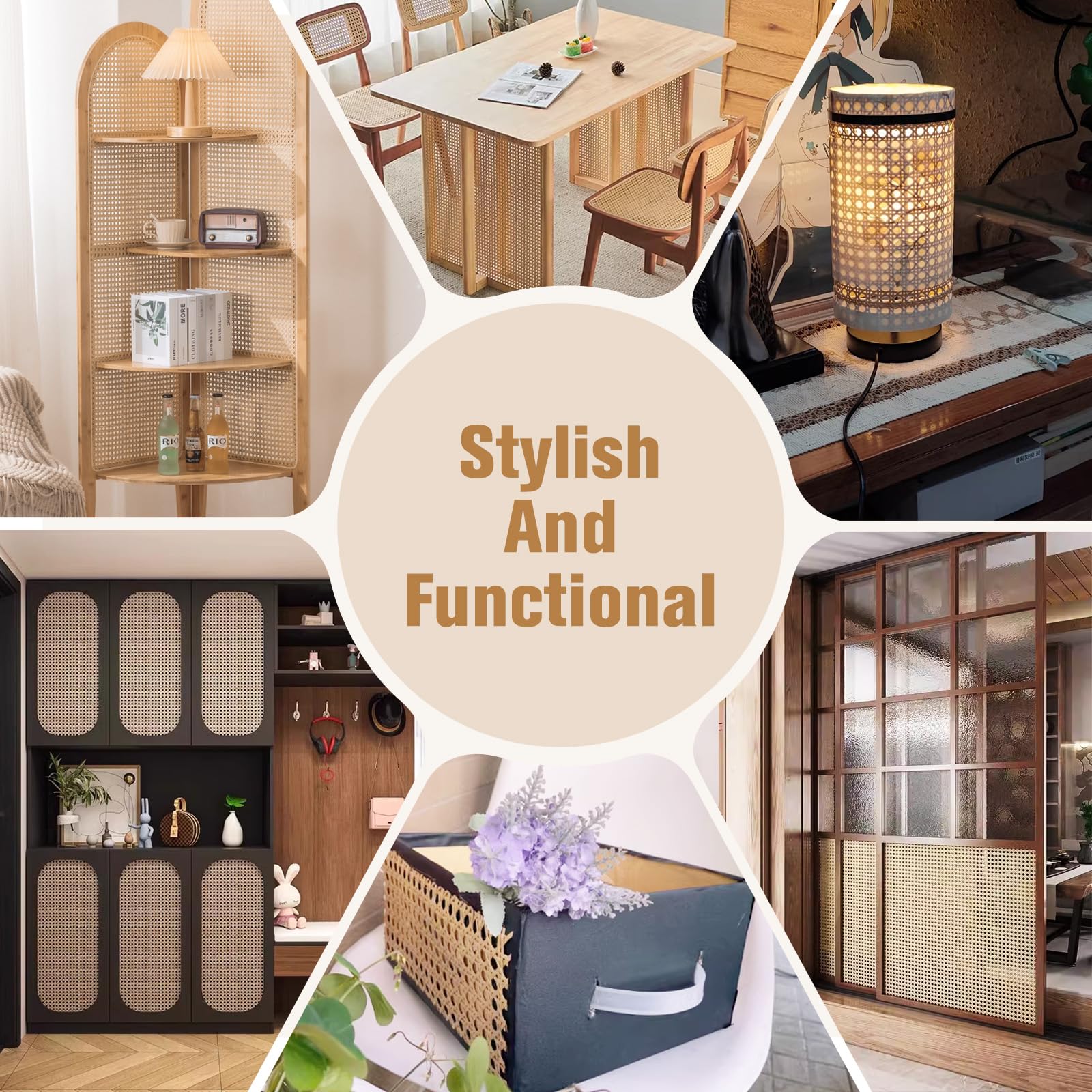 Snapklik.com : Plastic Cane Webbing Roll, 16 X 20 Woven Rattan Mesh PE ...