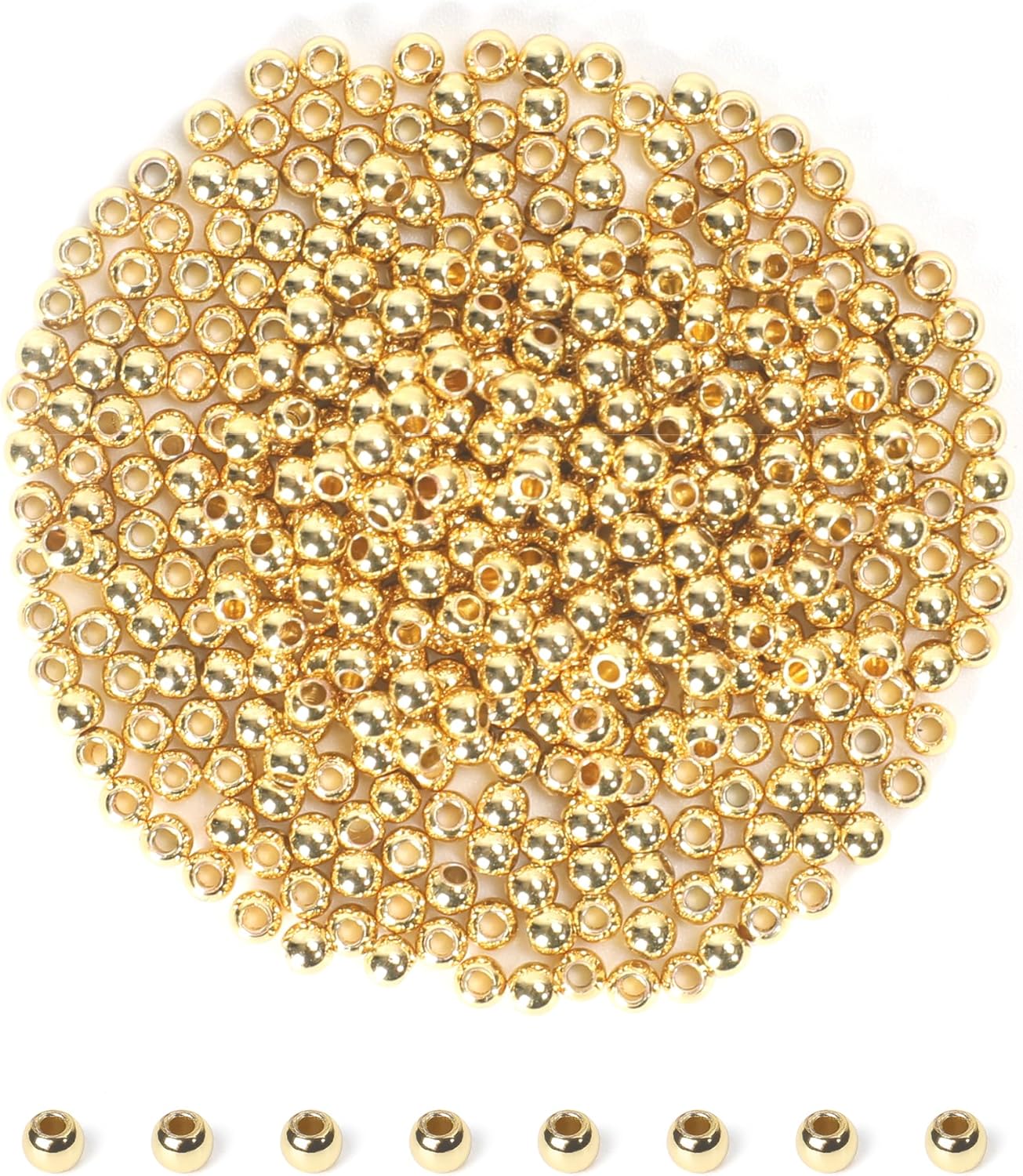 Amazon.com: 400pcs 3mm 18K Gold Filled Spacer Beads for Bracelets ...