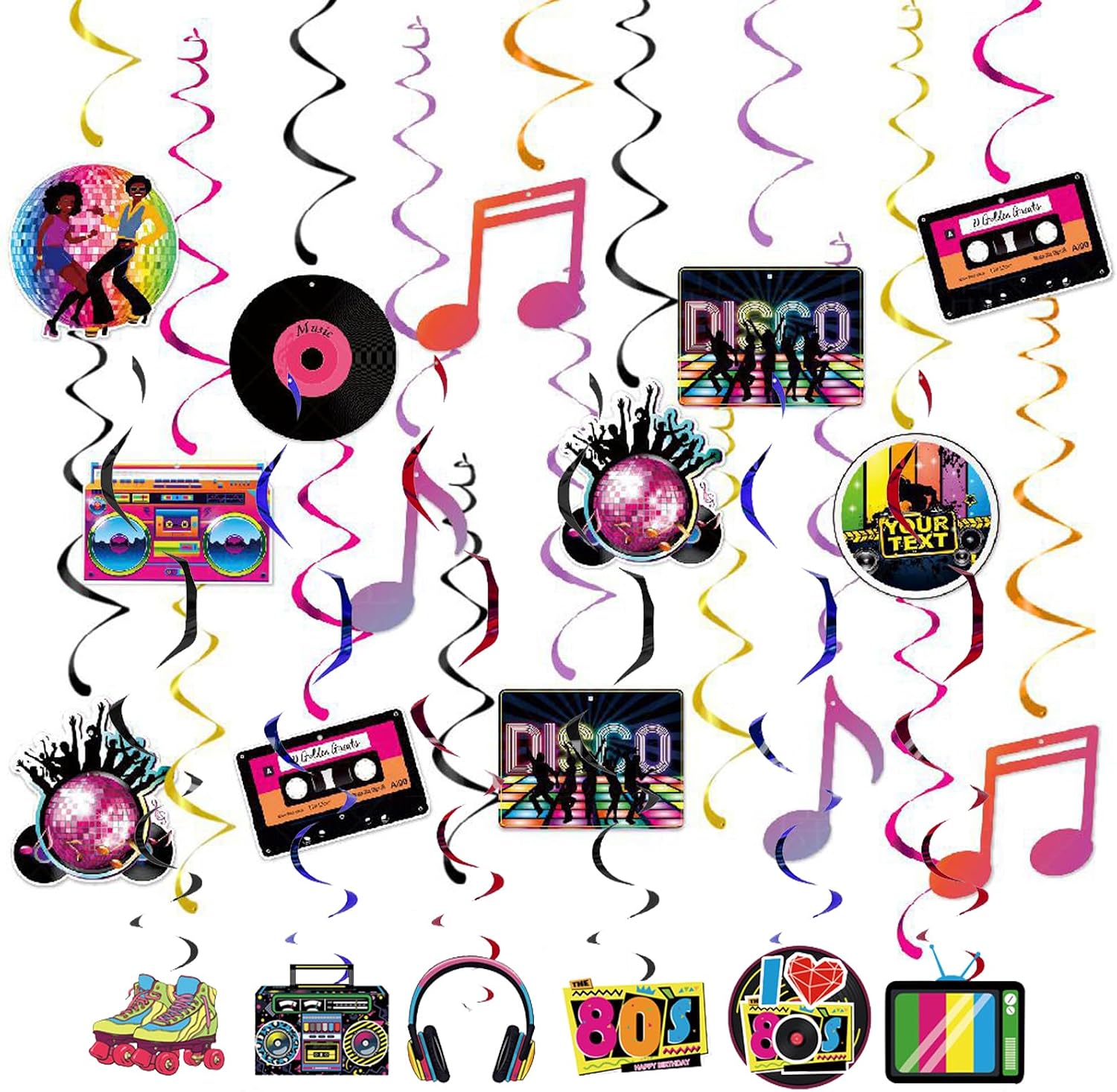 Amazon.com: 30 Piece 80s Party Hanging Swirls Decorations 80s Party ...