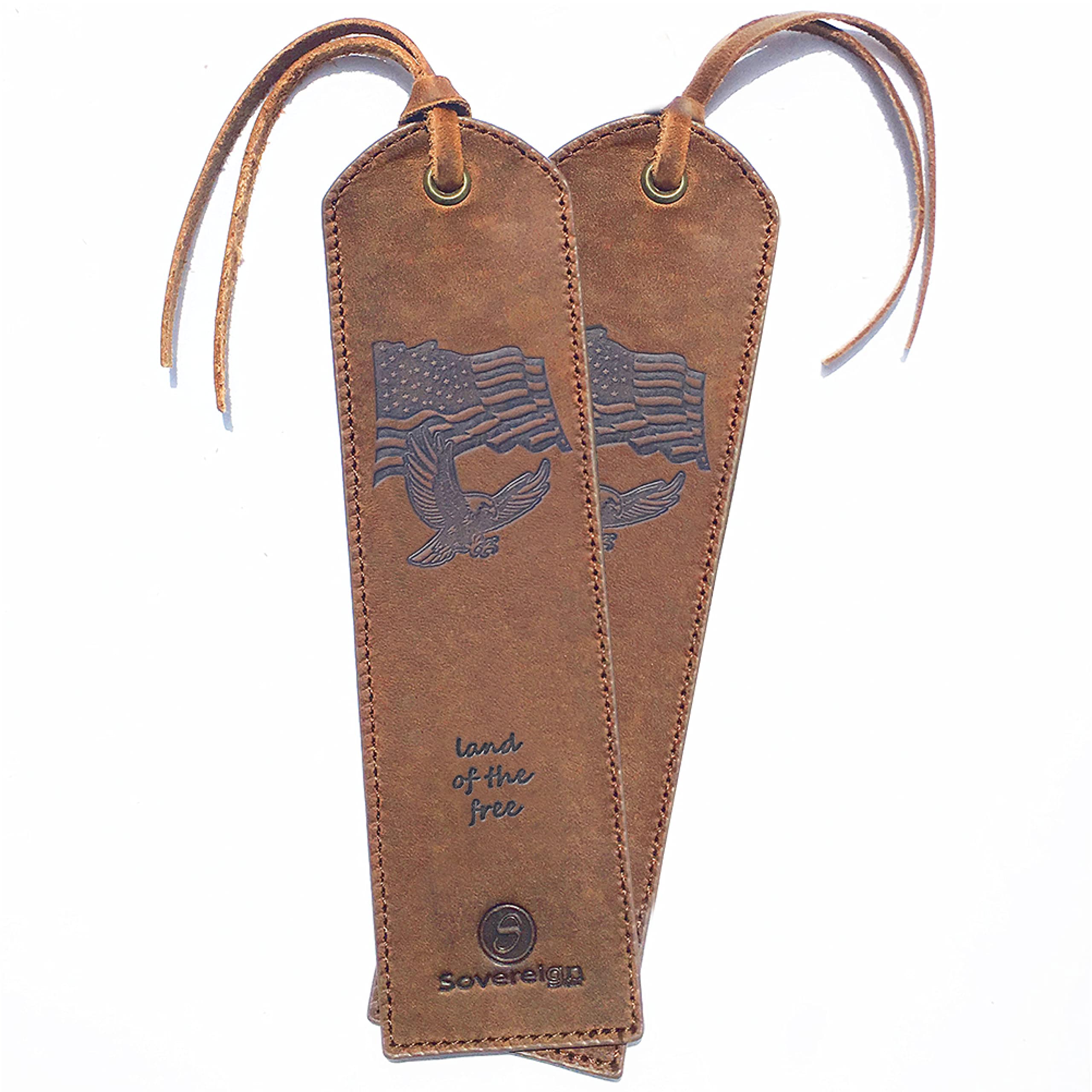 USA Flag & Eagle Leather Bookmark Handmade - Pack of 2 Genuine Leather ...